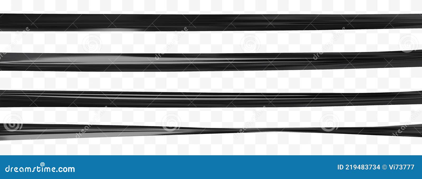 Realistic Twisted and Wrinkled Black Tape Set. Vector Ribbon Mockup ...