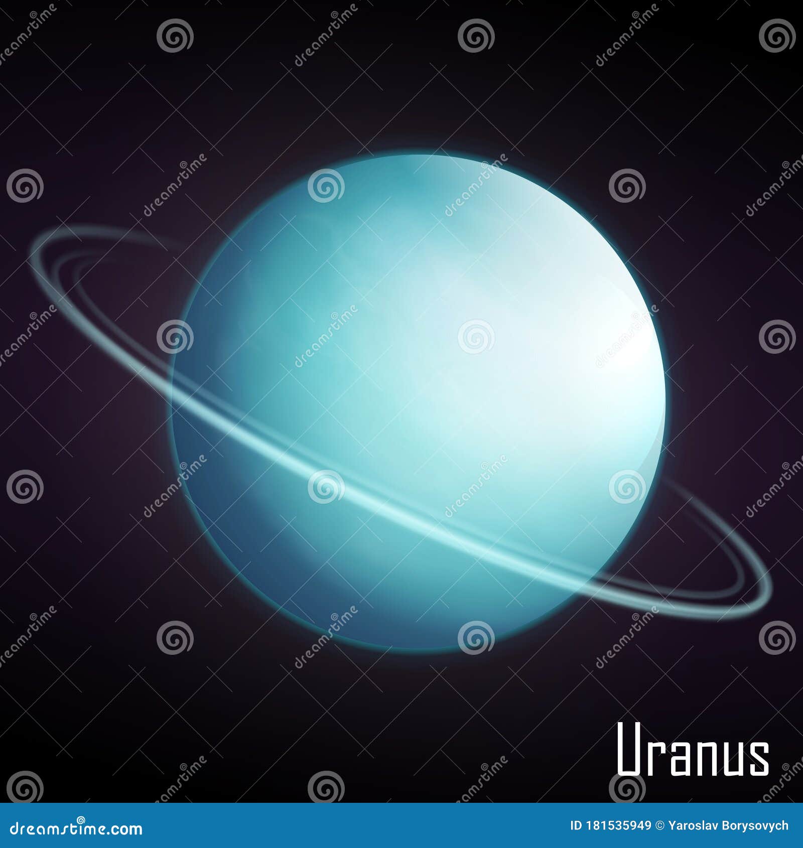 Uranus Planet Of The Solar System Watercolor Isolated Illustration On ...