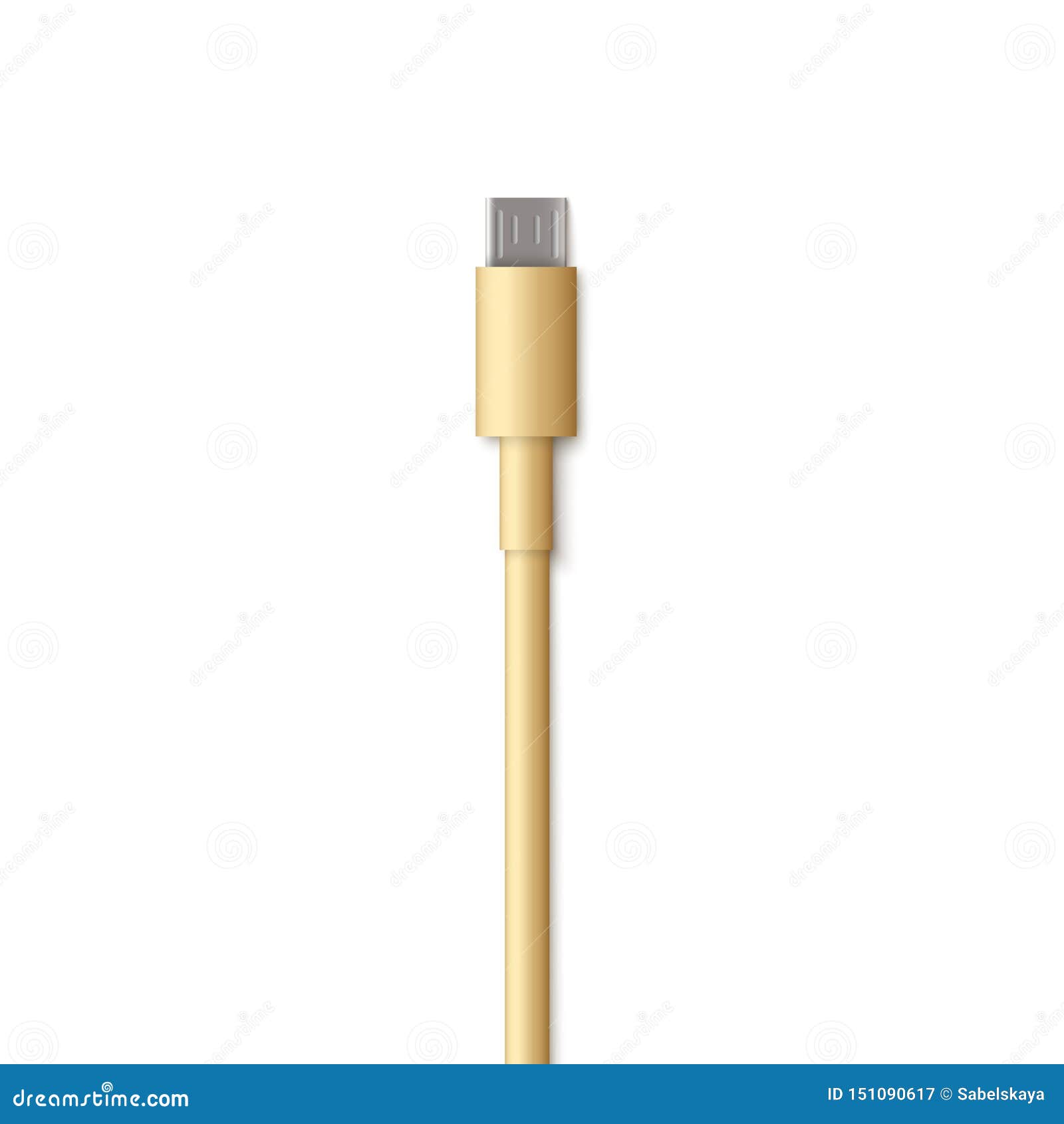 Realistic USB Cable Cord - Micro B Type Connector End. Stock Vector ...