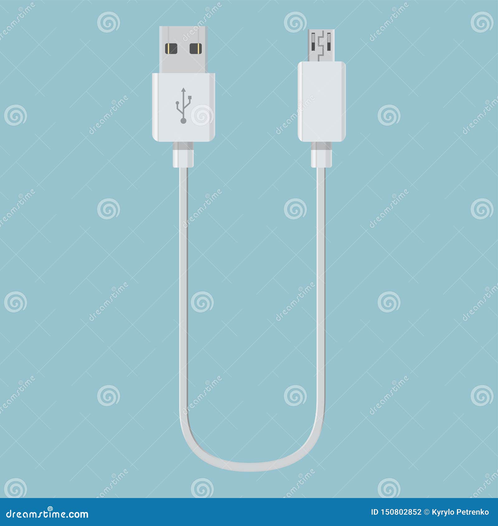 Realistic Usb Cable for Device Connection Vector Stock Illustration ...