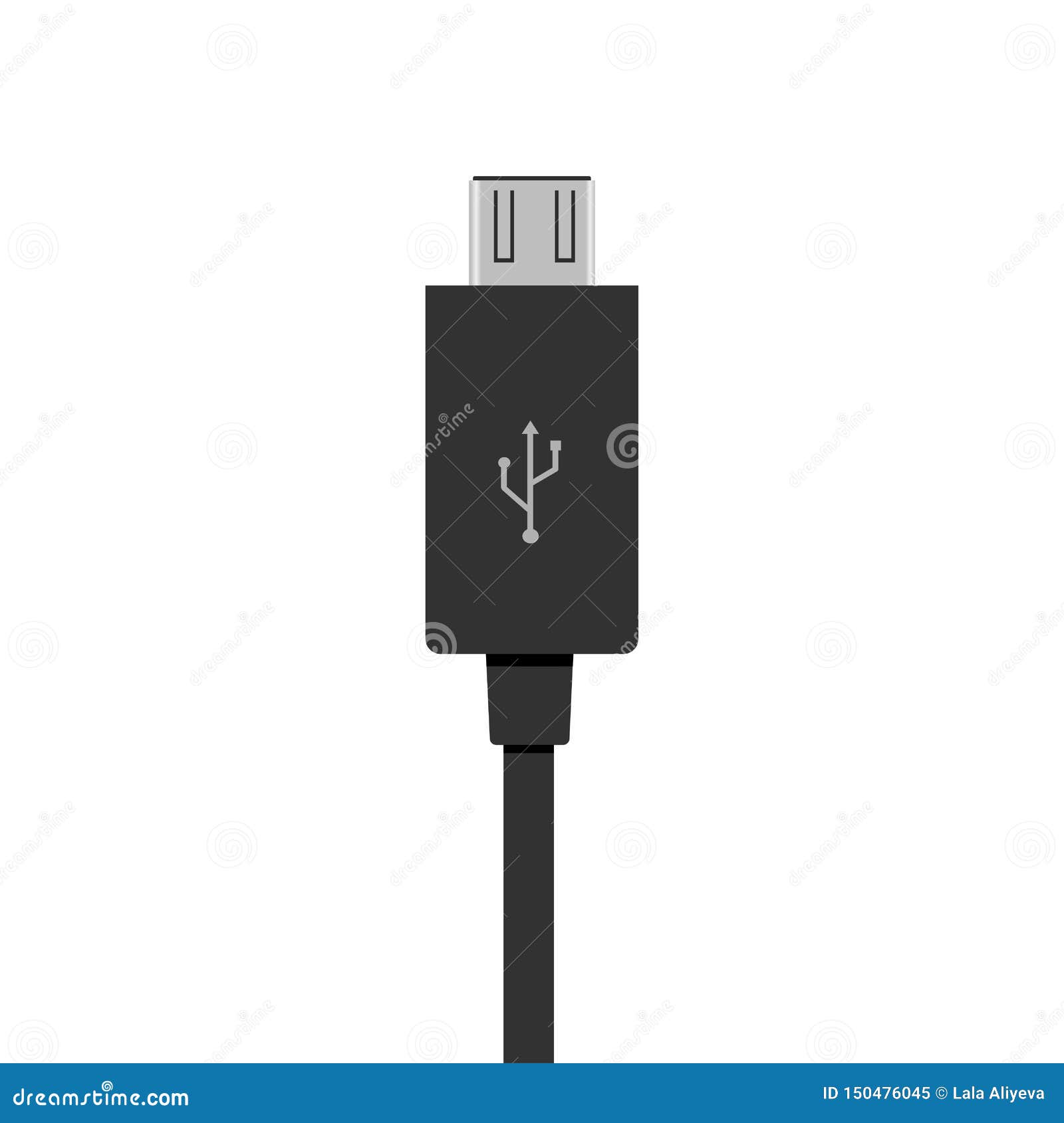 Realistic USB Cable Isolated on White. Vector Stock Vector ...