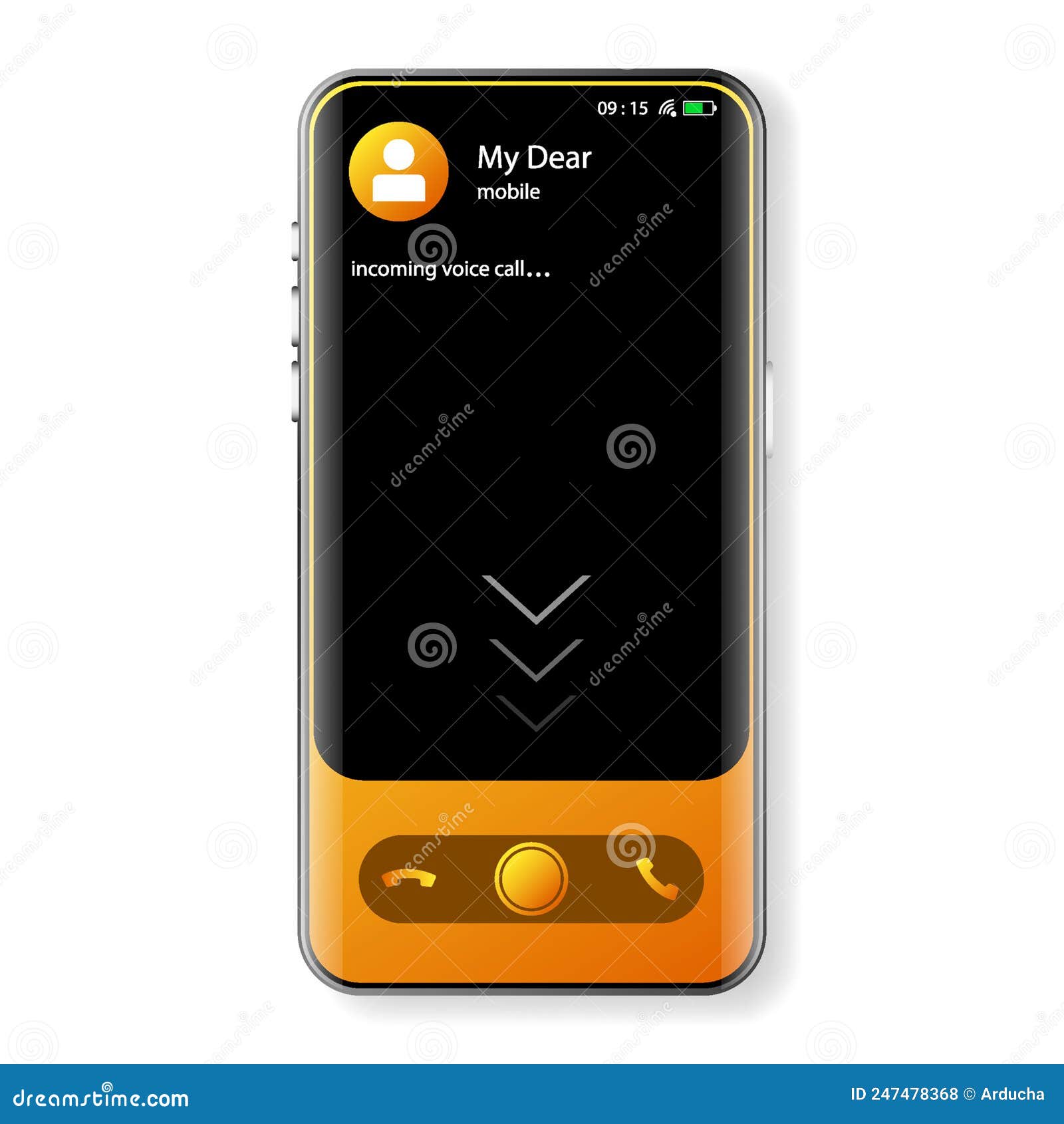 Realistic User Interface Incoming Call Screen Stock Vector ...