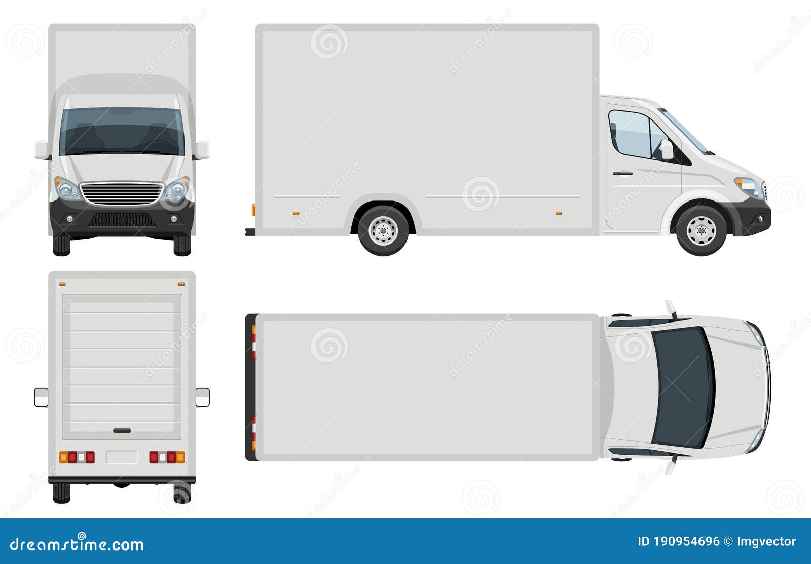 Realistic Van Vector Illustration Side, Front, Back, Top View Stock ...