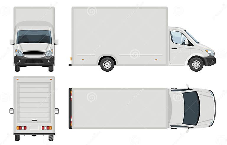 Realistic Van Vector Illustration Side, Front, Back, Top View Stock ...