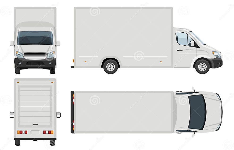 Realistic Van Vector Illustration Side, Front, Back, Top View Stock ...
