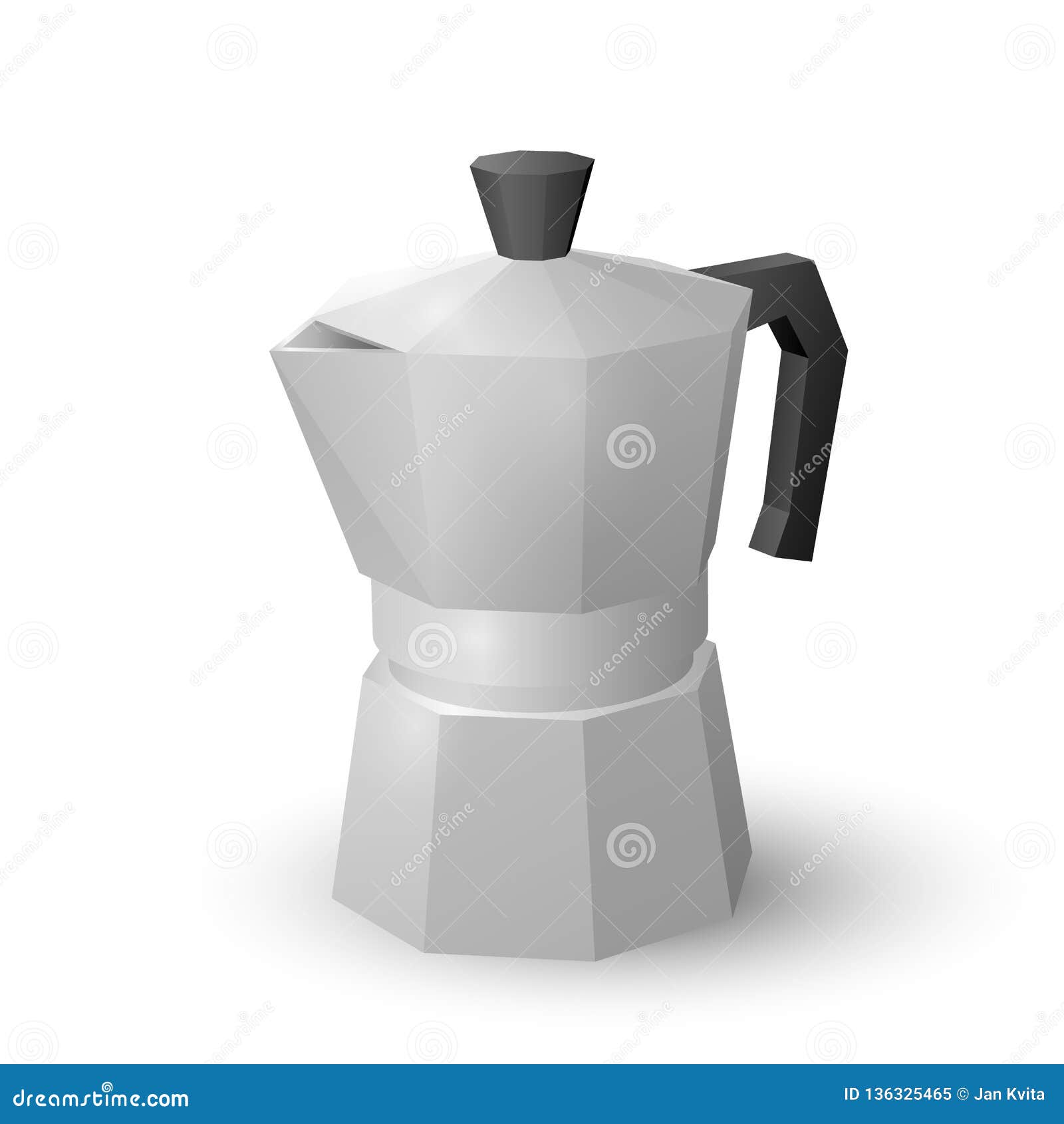 Realistic Vector of Beautiful Italian Aluminium Coffee Mocca Kettle ...