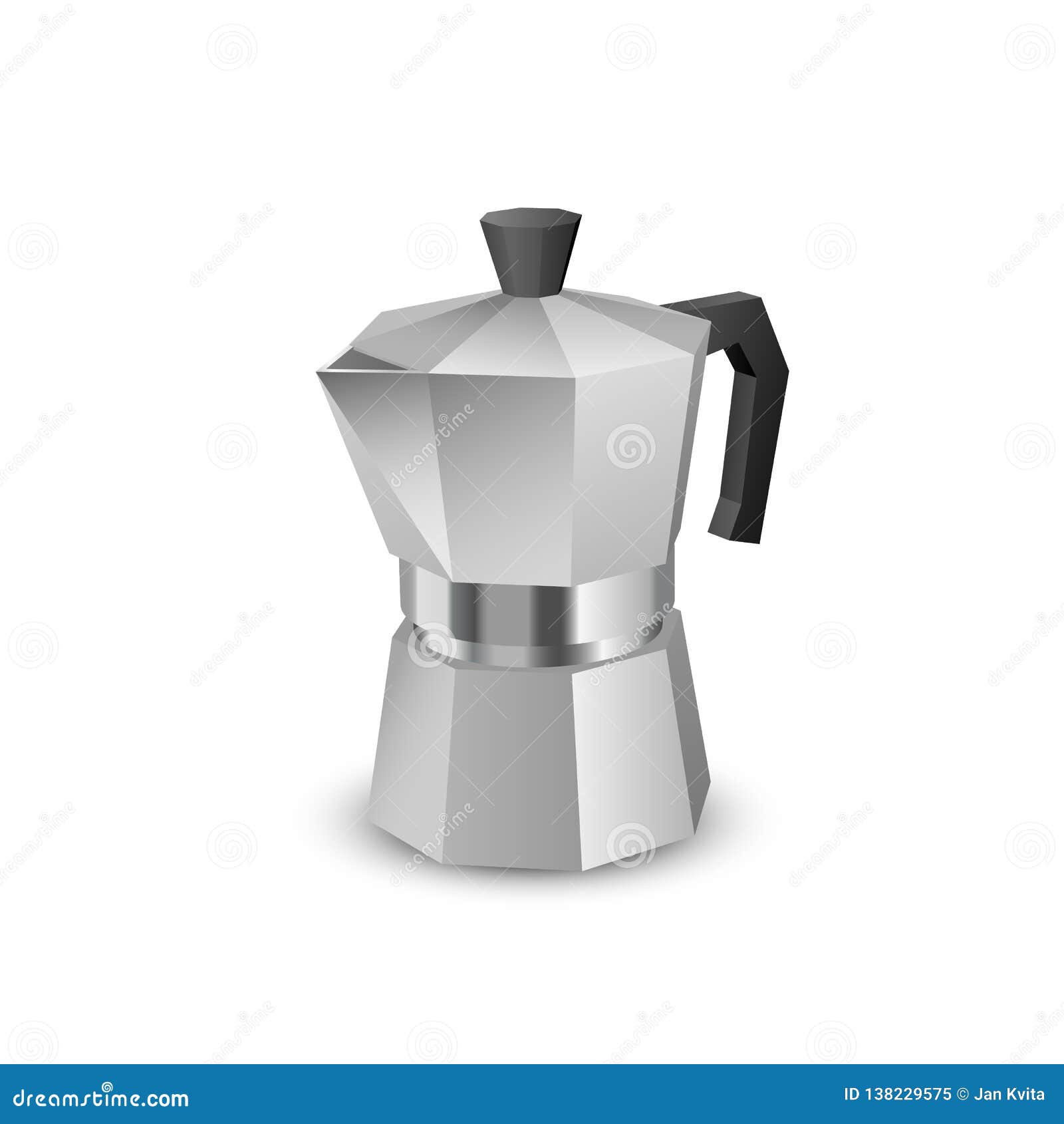 Realistic Vector of Beautiful Italian Aluminium Coffee Mocca Kettle ...