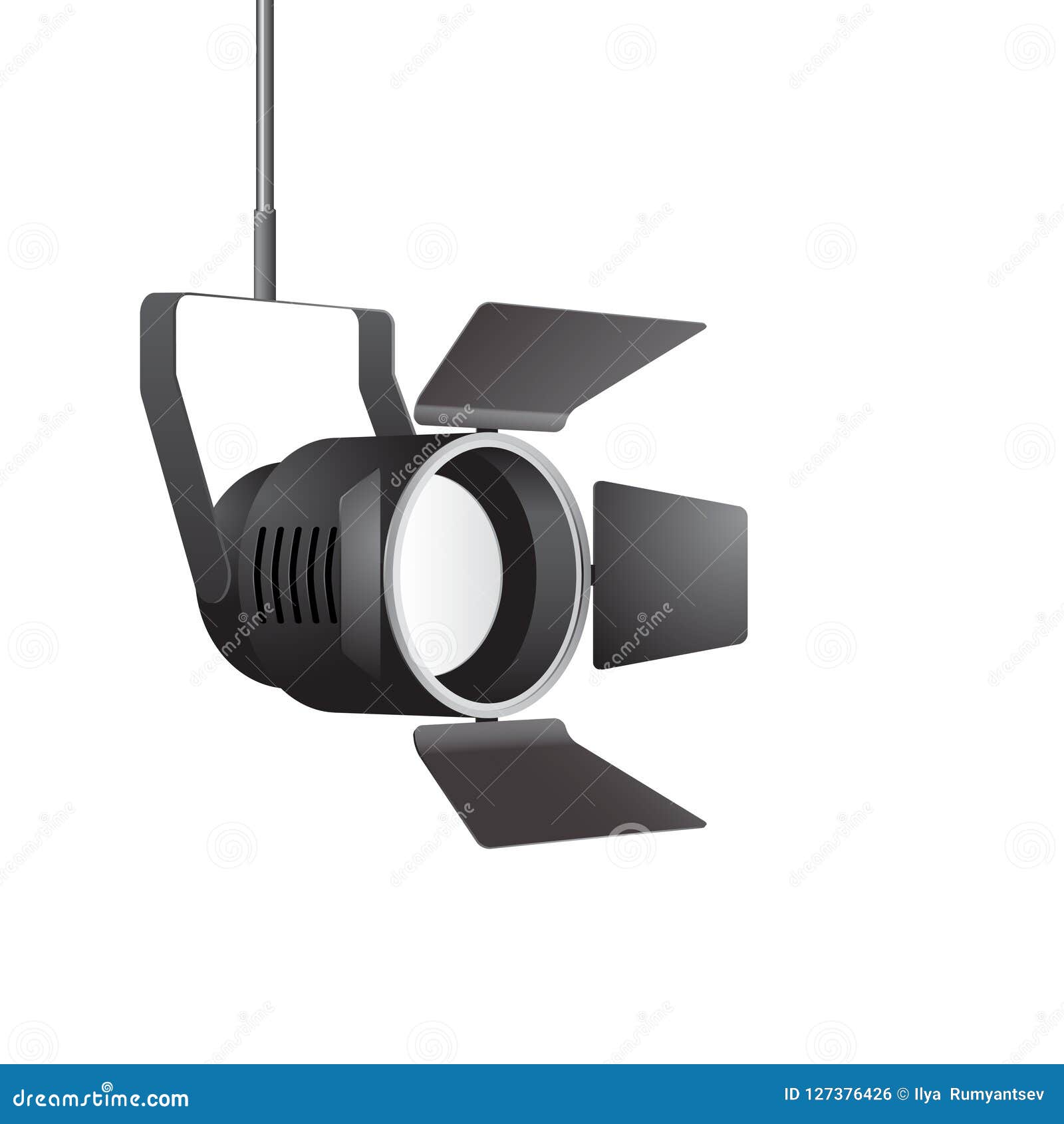 Realistic Vector Black Spotlight, Isolated on White Stock Vector ...