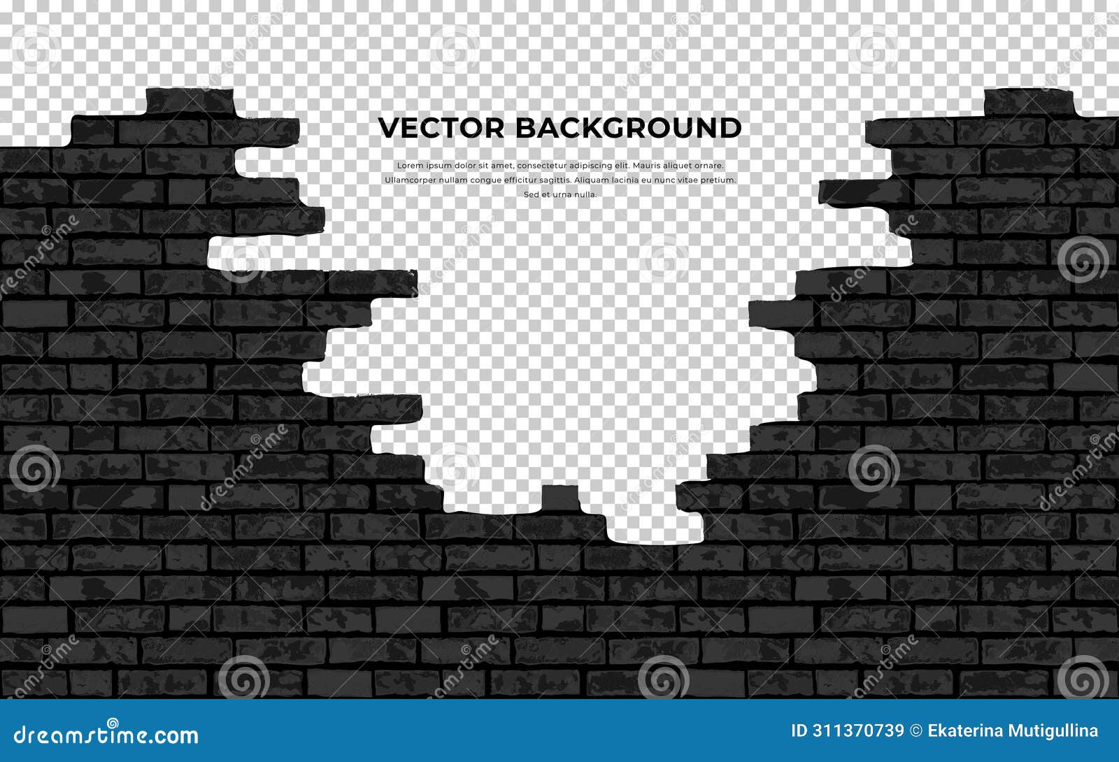 Realistic Vector Broken Old Brick Wall Horizontal Transparent ...