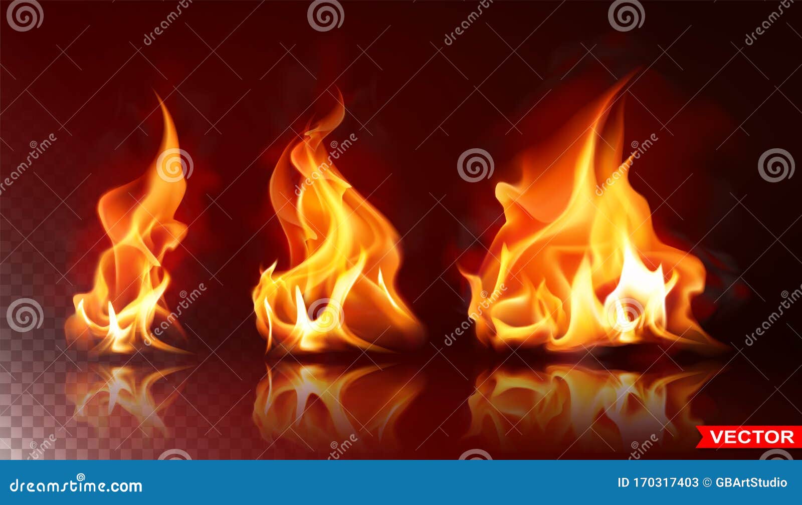 Realistic Vector Burning Fire Flame Bright Element Stock Vector ...
