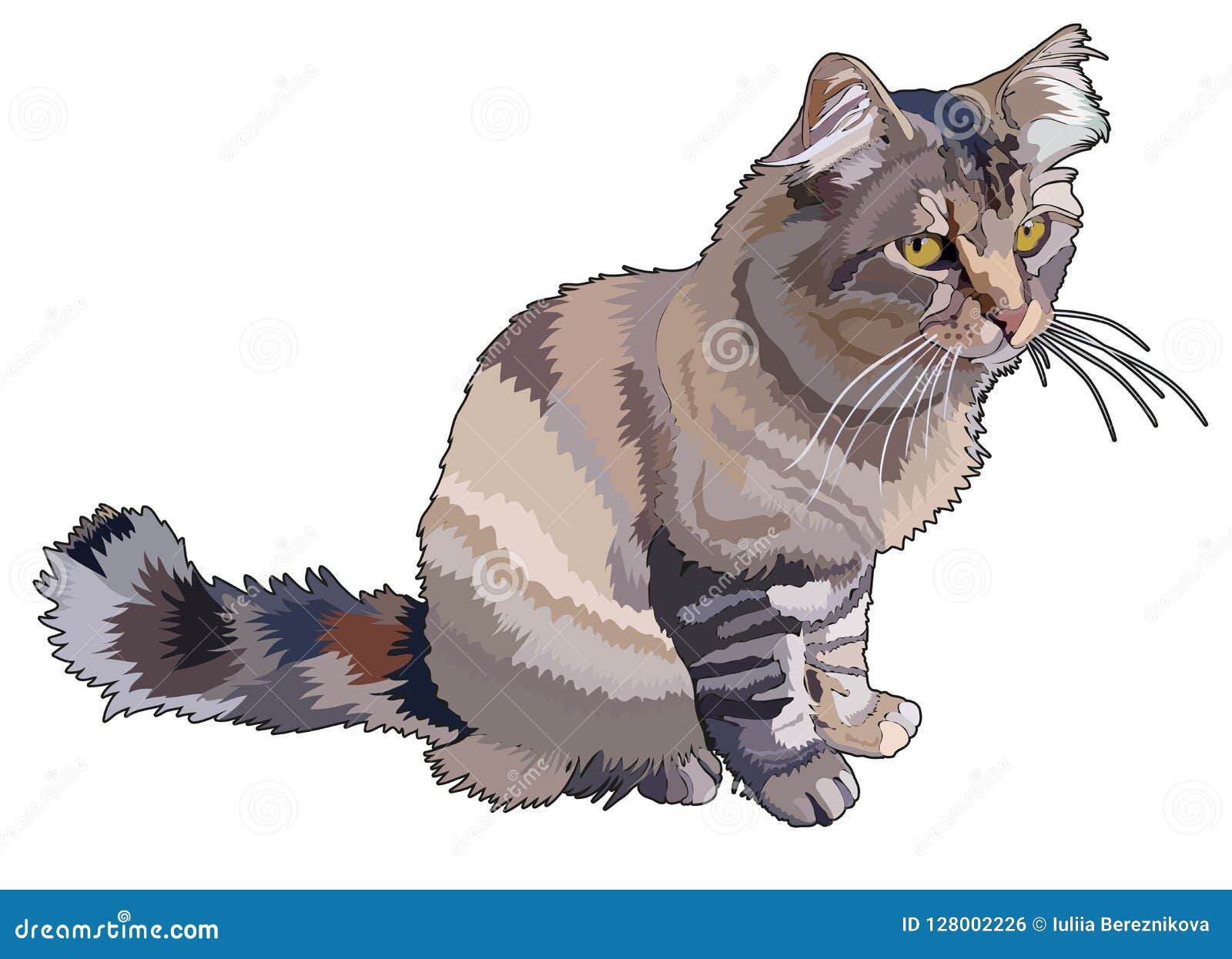 Realistic Vector Striped Cat, Vector Illustration Stock Vector ...