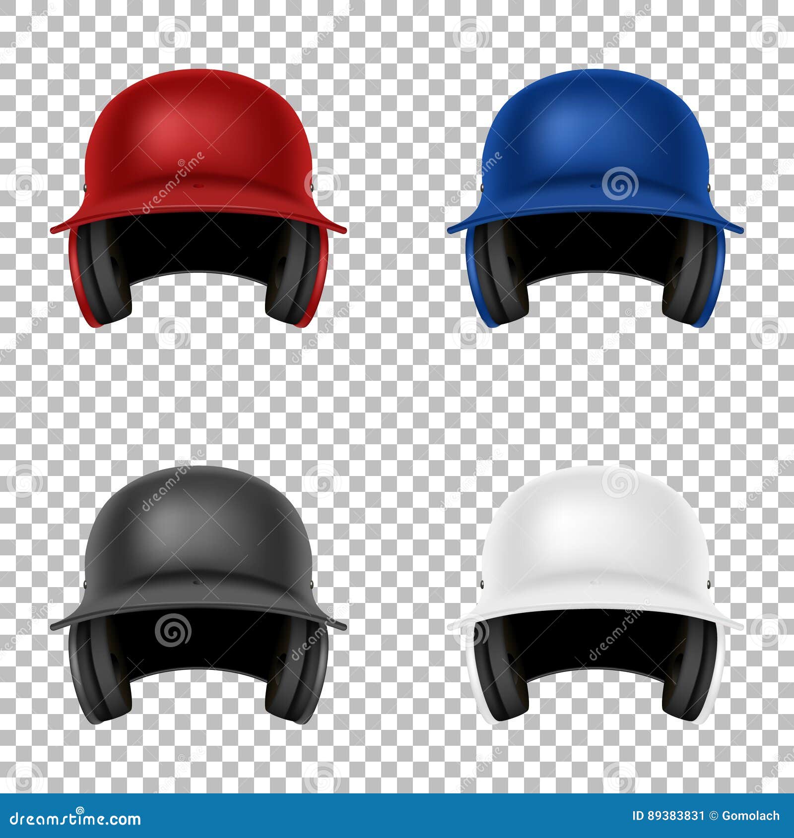 Realistic Vector Classic Baseball Helmet Set. . Design Template in ...