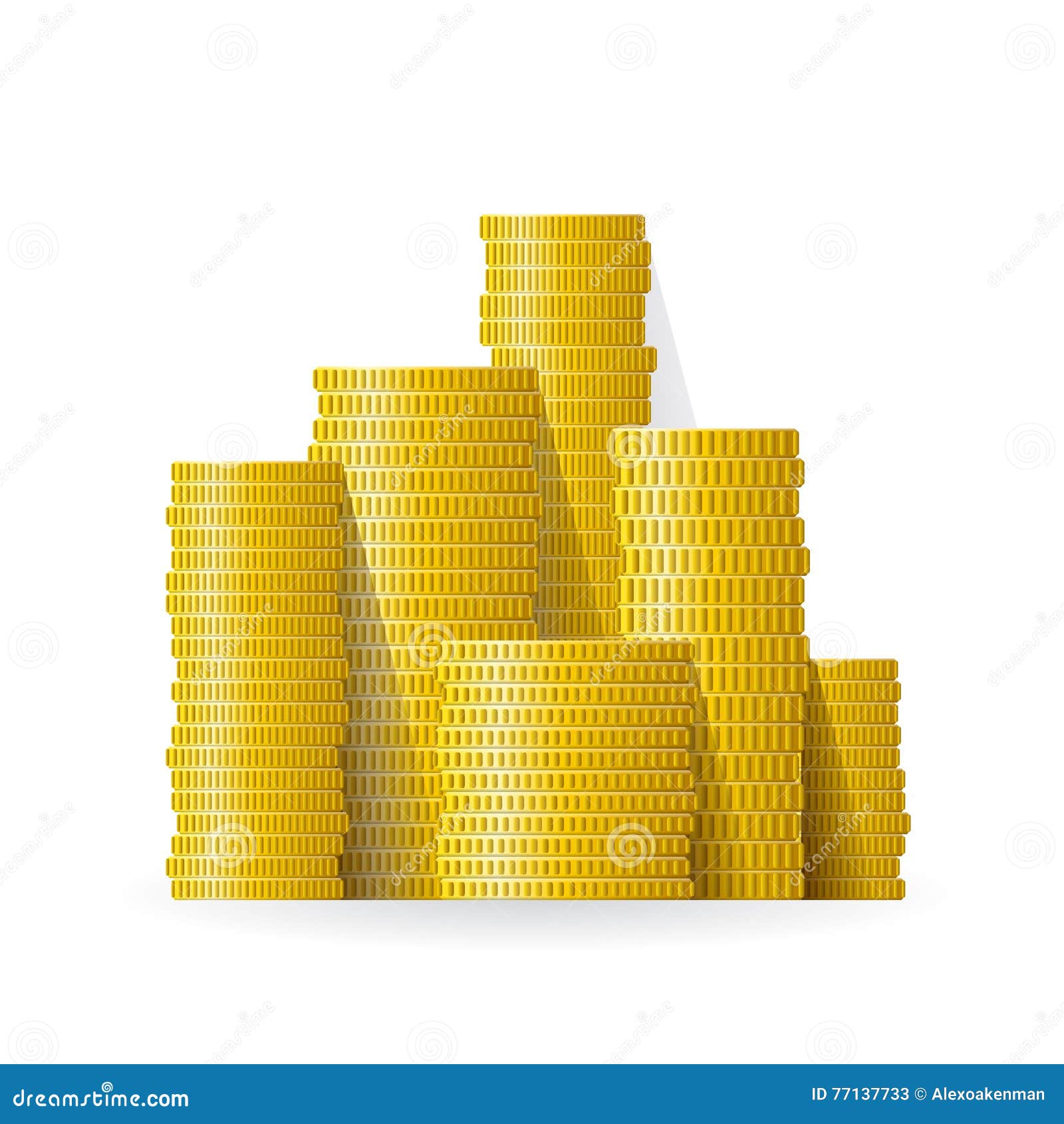 Realistic Vector Coin Piles in Flat Style Stock Vector - Illustration ...