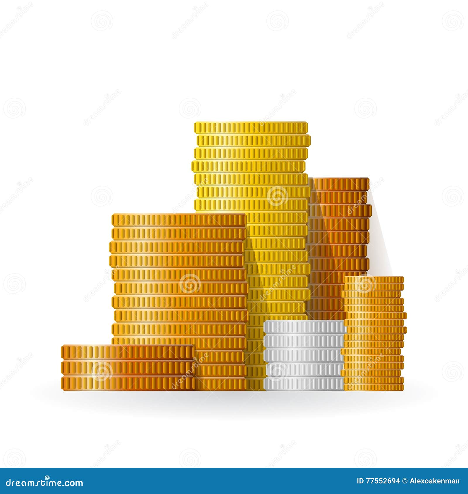 Realistic Vector Coin Piles in Flat Style Stock Vector - Illustration ...