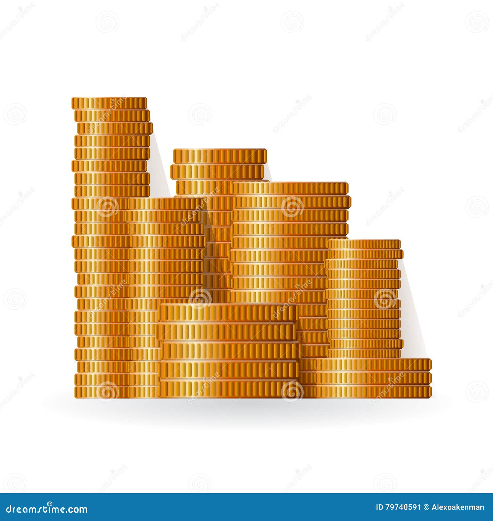 Realistic Vector Coin Piles in Flat Style Stock Vector - Illustration ...