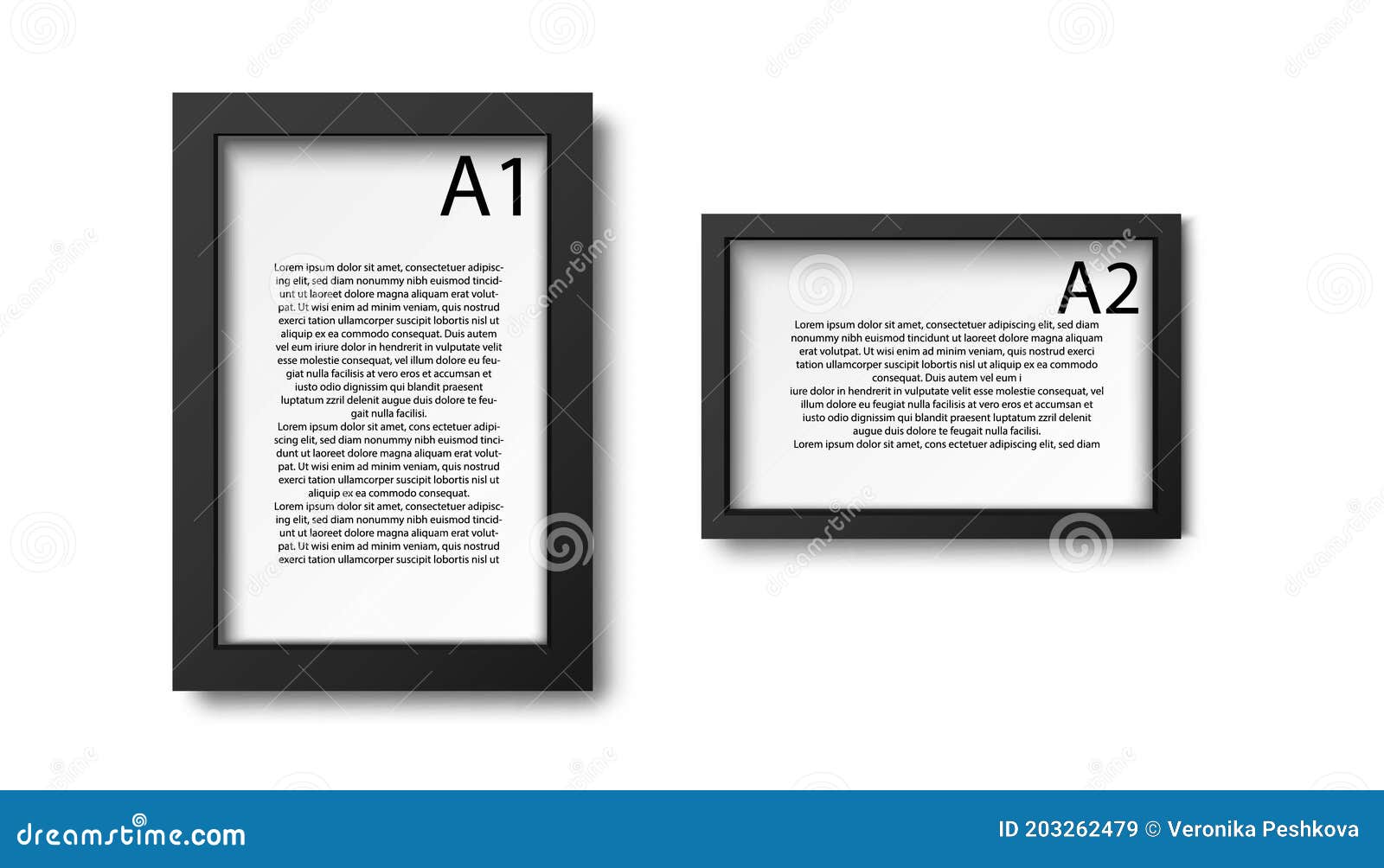 Realistic Vector Collection Picture Frames in Black. for Presentation ...