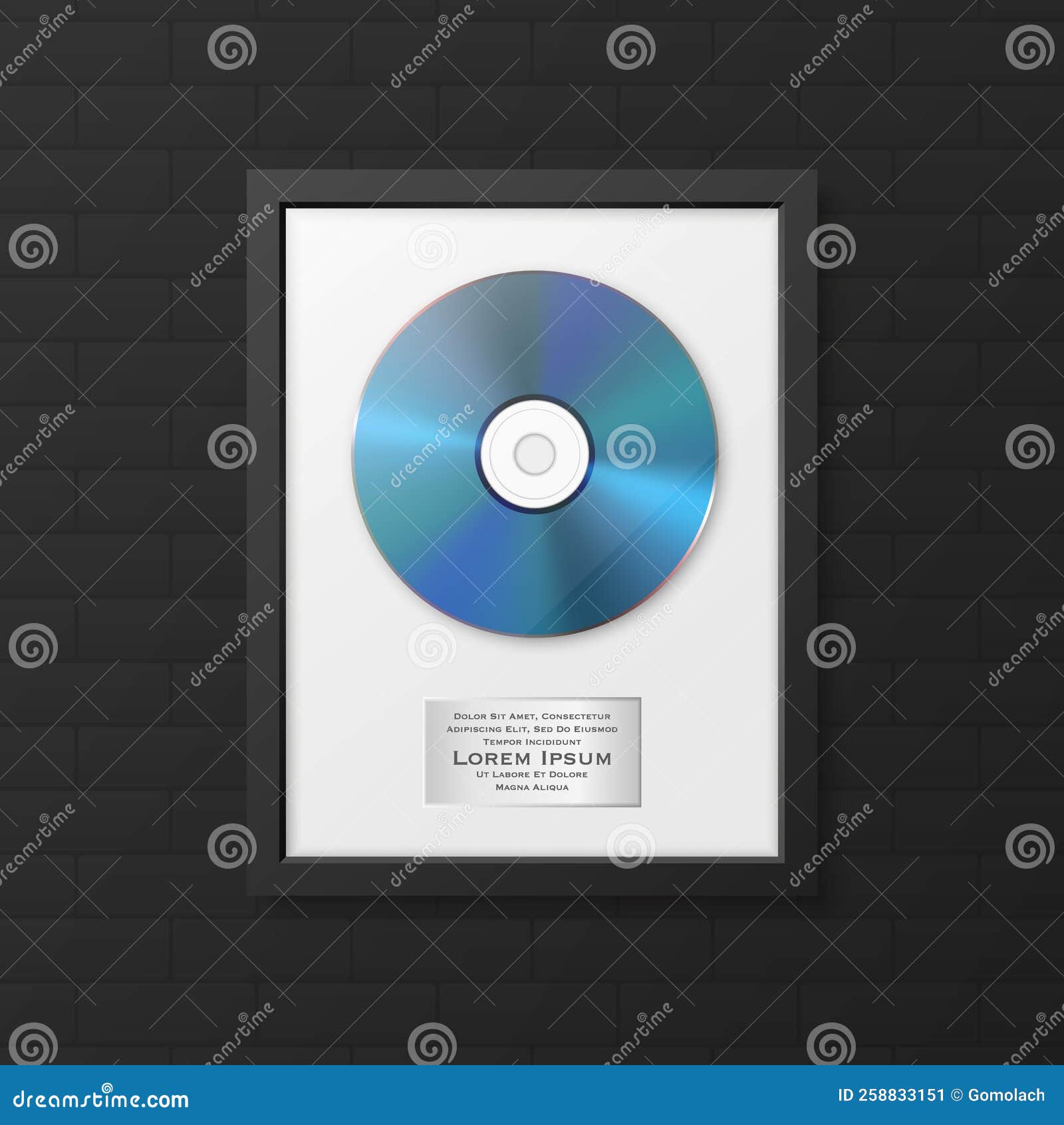 Realistic Vector 3d Blue CD, Label With Black CD Cover Frame On Black ...
