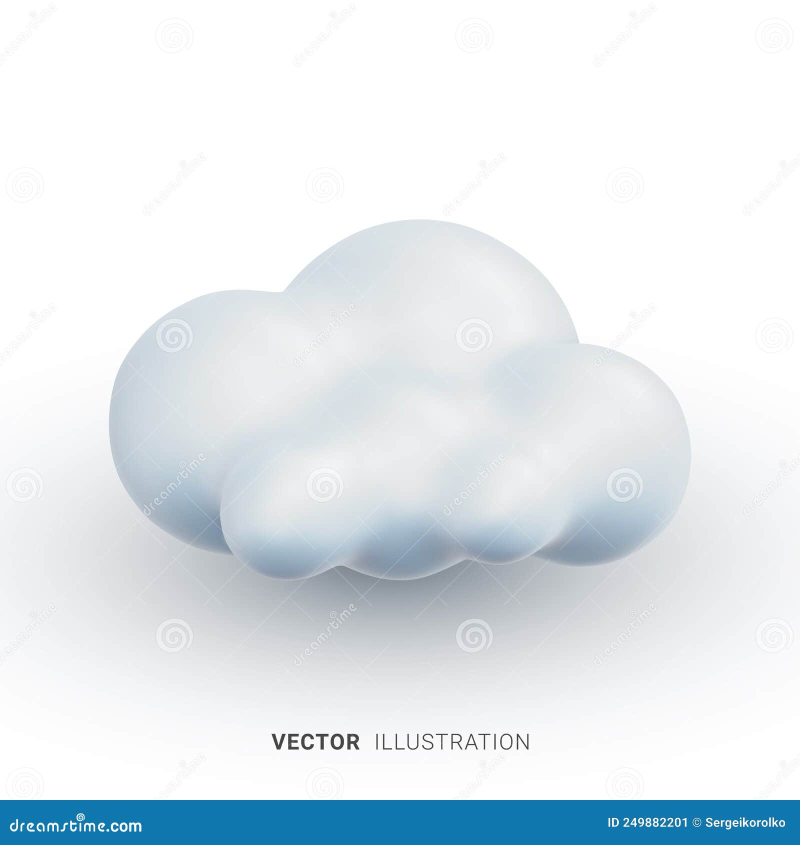 Realistic Vector 3D Cloud Icon Isolated on White Background Stock ...