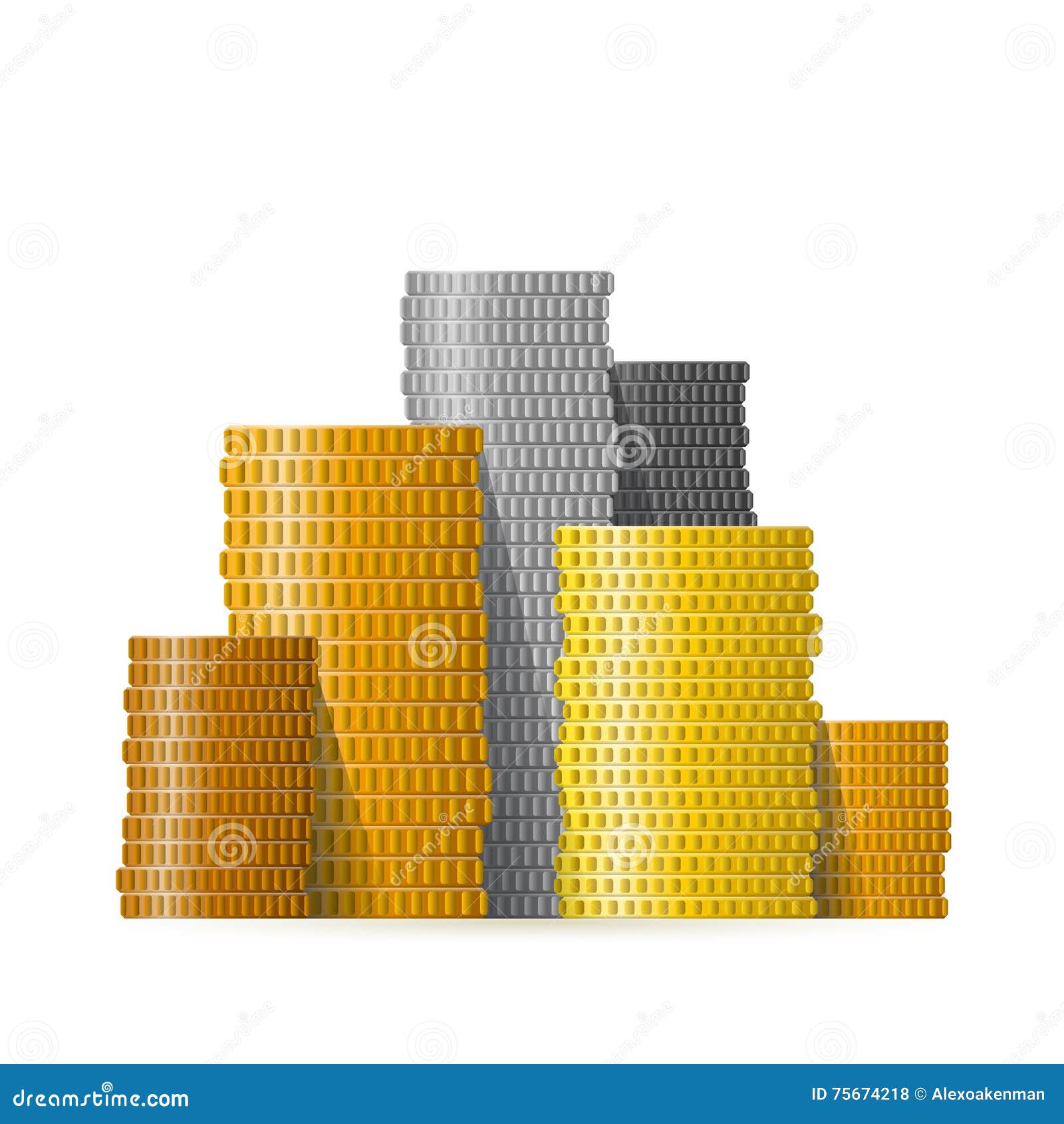 Realistic Vector Different Coin Piles in Flat Style Stock Vector ...