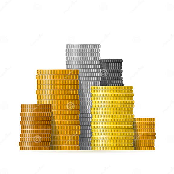 Realistic Vector Different Coin Piles in Flat Style Stock Vector ...
