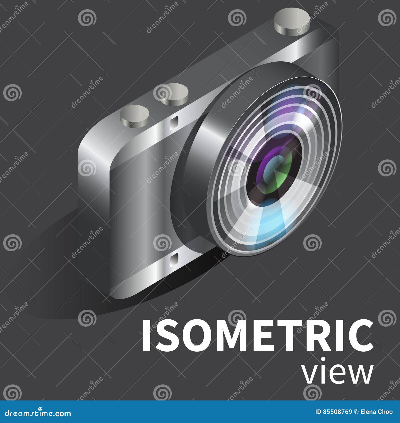 Realistic Vector Digital Camera Isometric Stock Vector - Illustration ...
