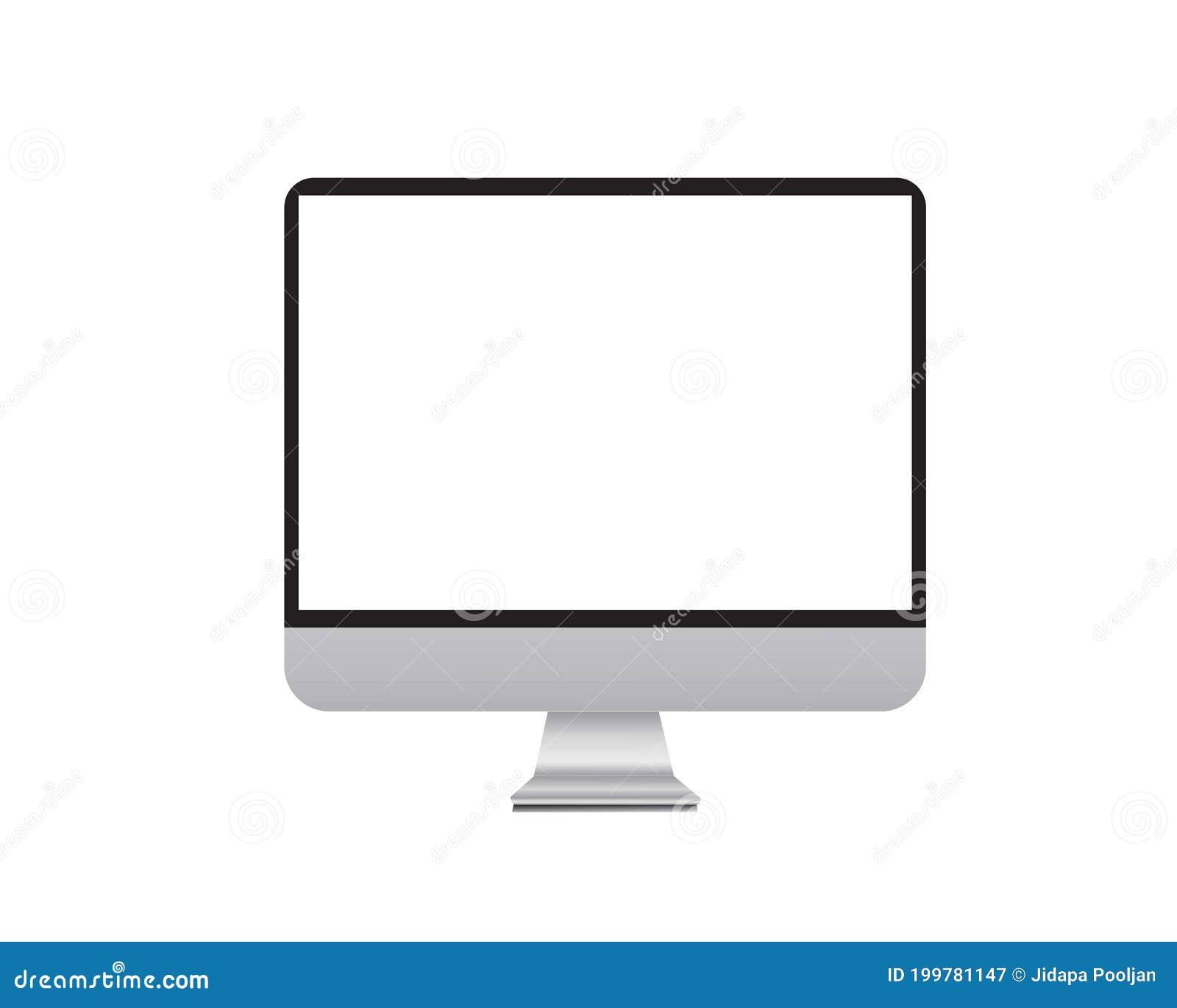 Realistic Vector Digital White Desktop Computer Display Screen ...
