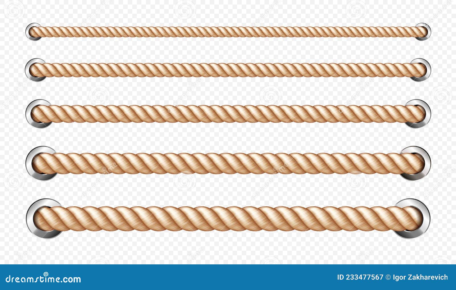 Realistic Vector Fiber Ropes Set Isolated on Transparent Stock ...