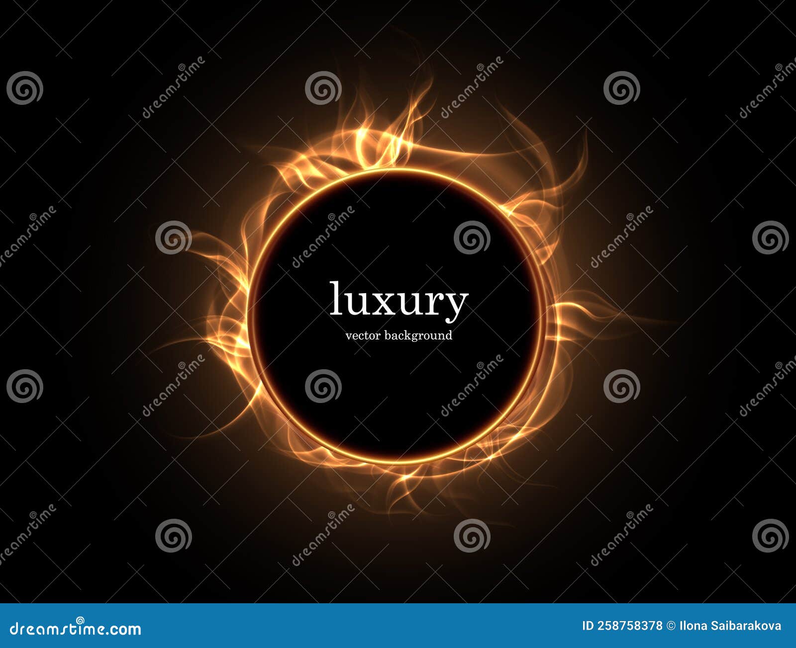 Realistic Vector Fire Ring Effect Background and Black Circle Frame ...