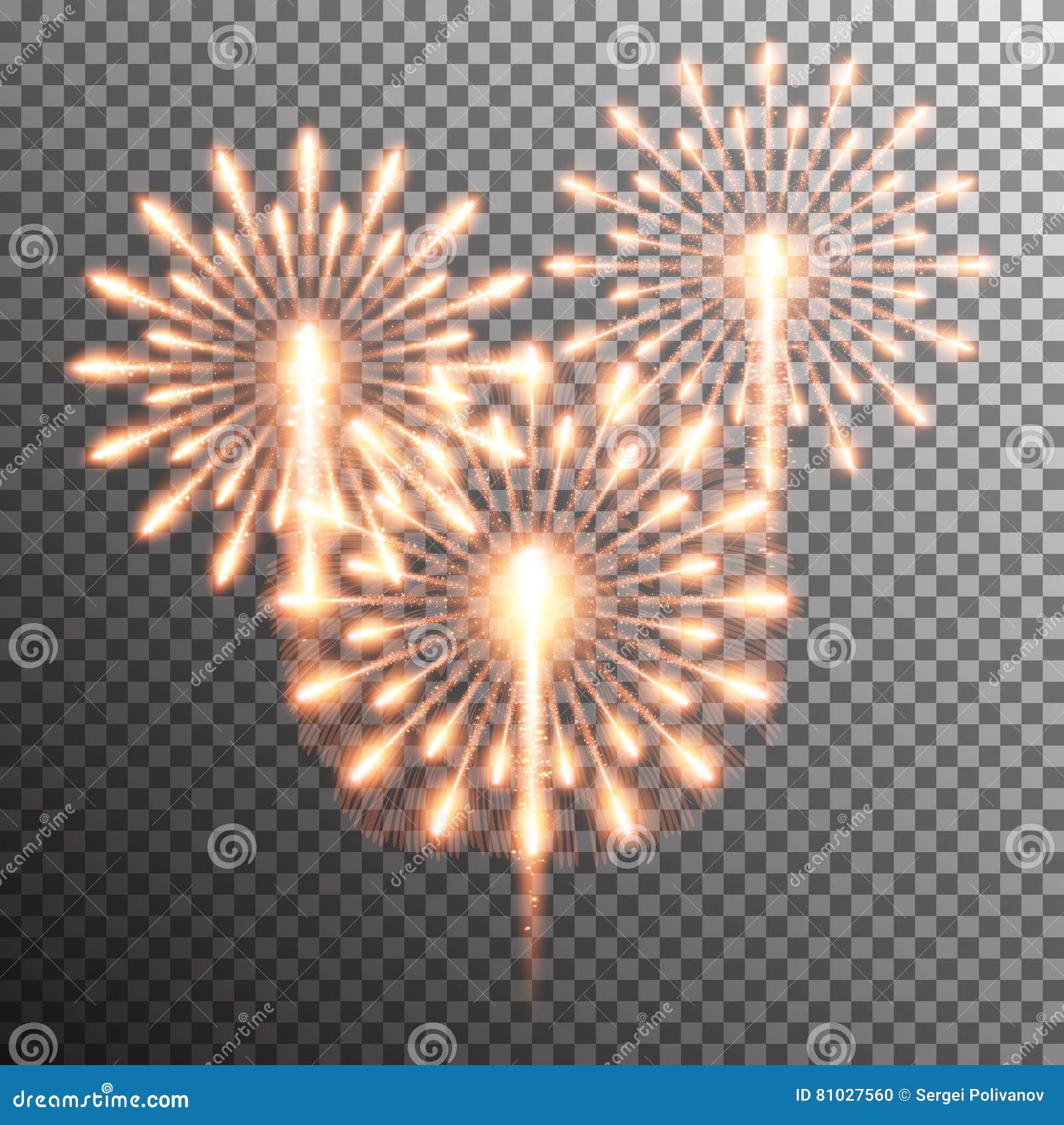Realistic vector fireworks stock vector. Illustration of flame - 81027560