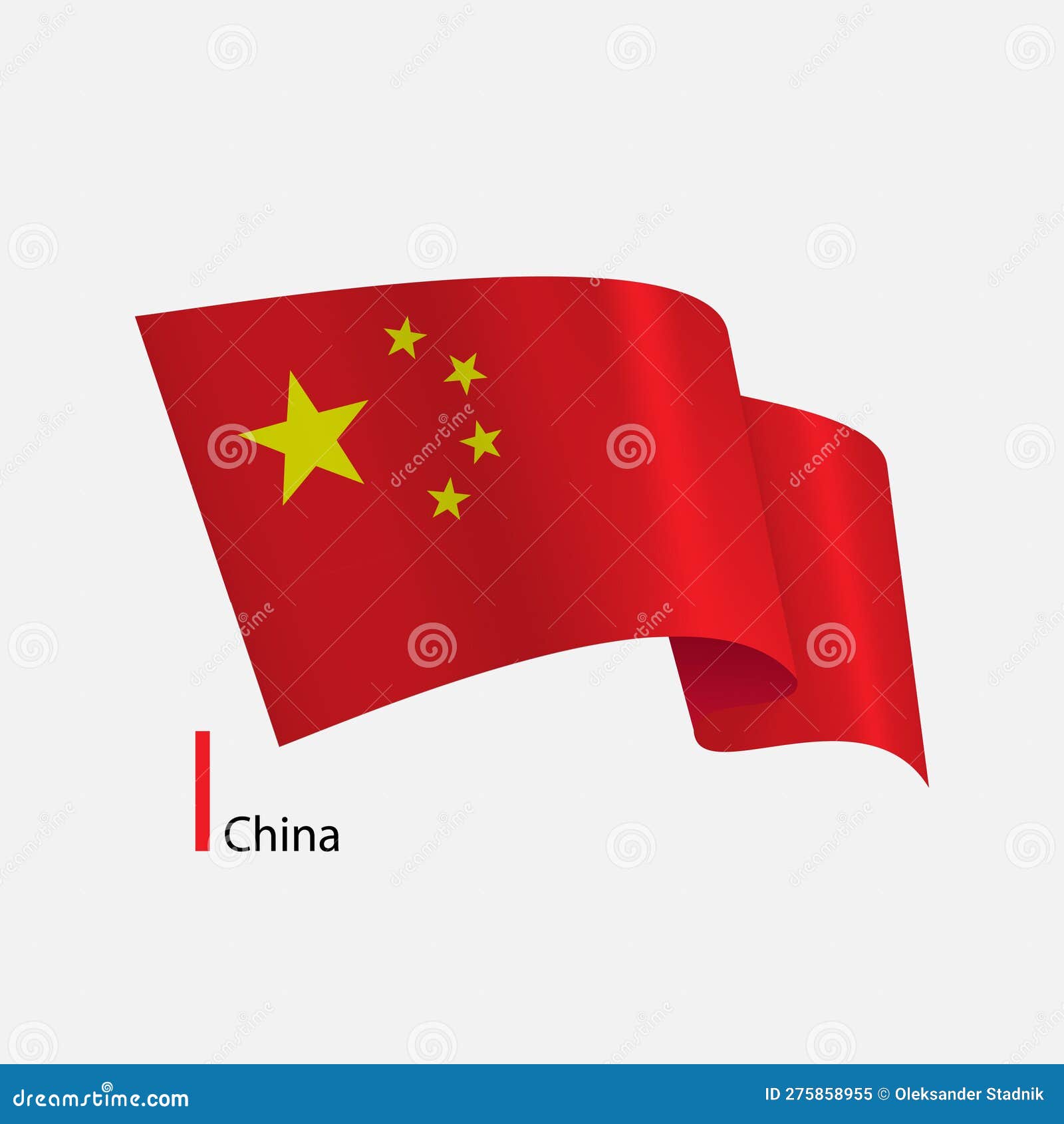 Realistic Vector Flag of China Stock Vector - Illustration of white, isolated: 275858955