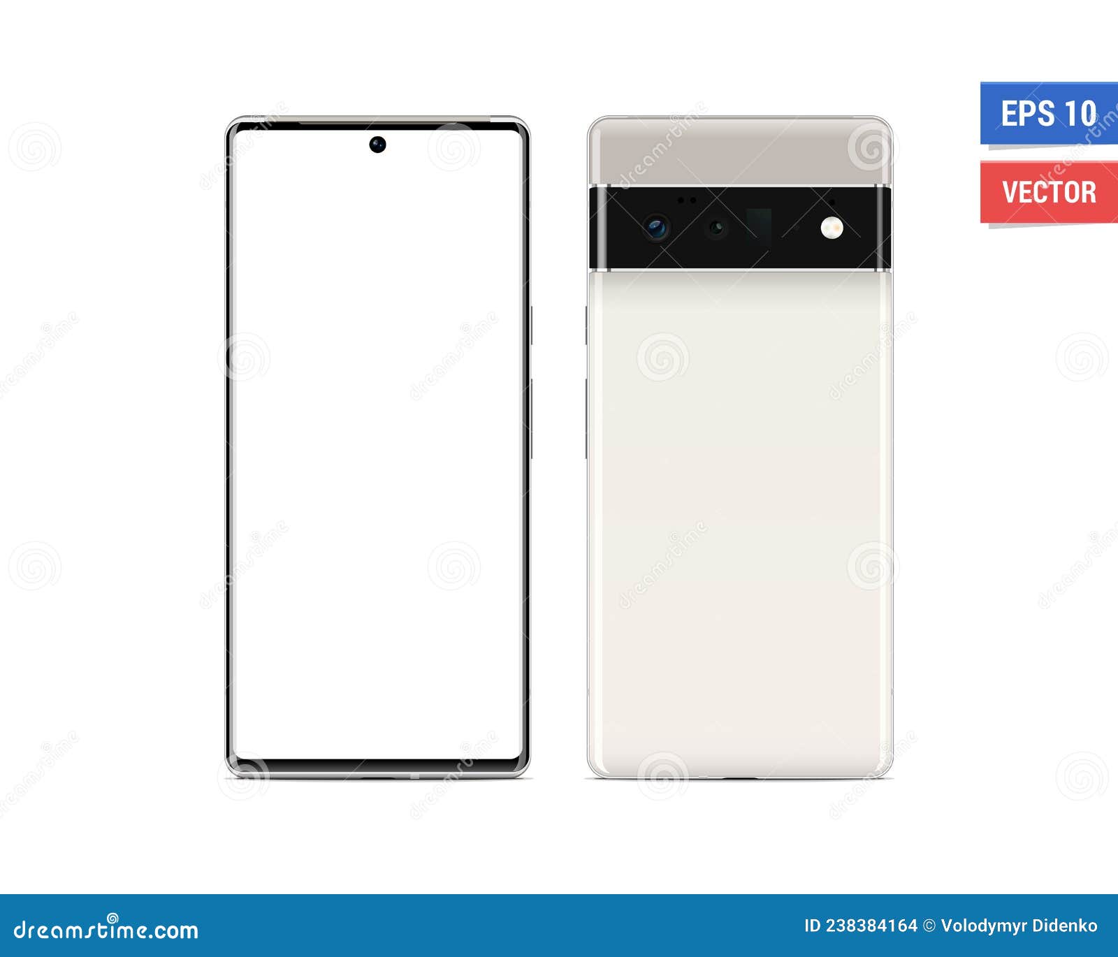 Realistic Vector Flat Mock-up Google Pixel 6 Pro with Blank Screen ...