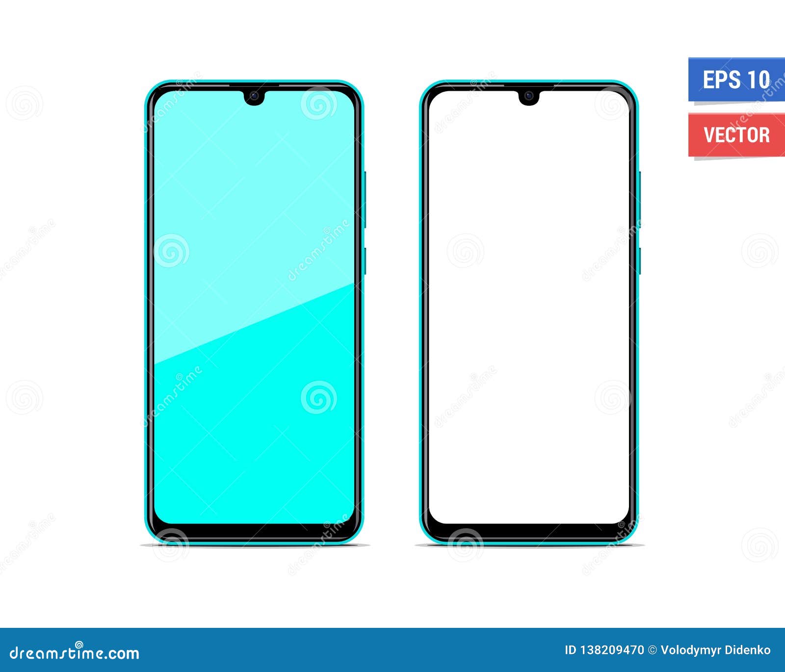 Realistic Vector Flat Mock-up Huawei P Smart 2019 Isolated on White ...