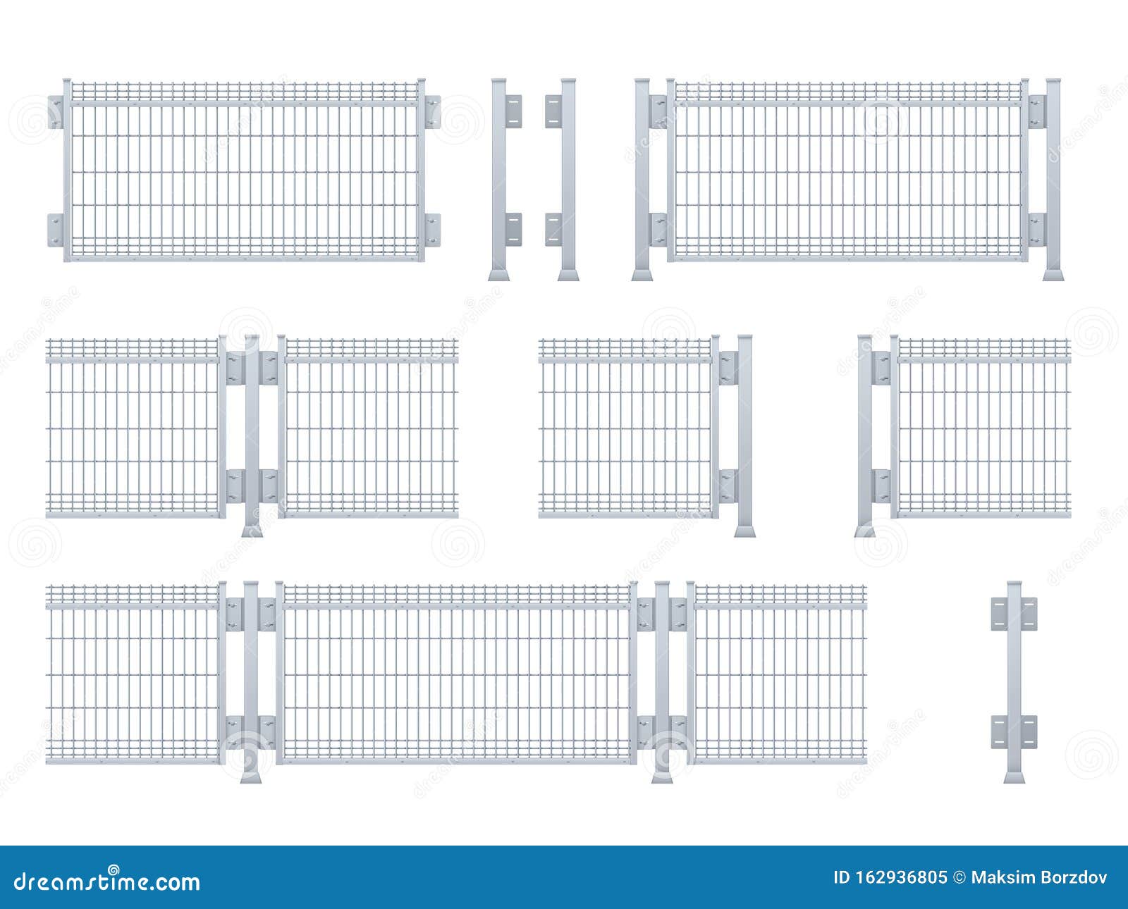 Realistic Vector Galvanized Sheet Metal Fence Panel. Stock Vector ...