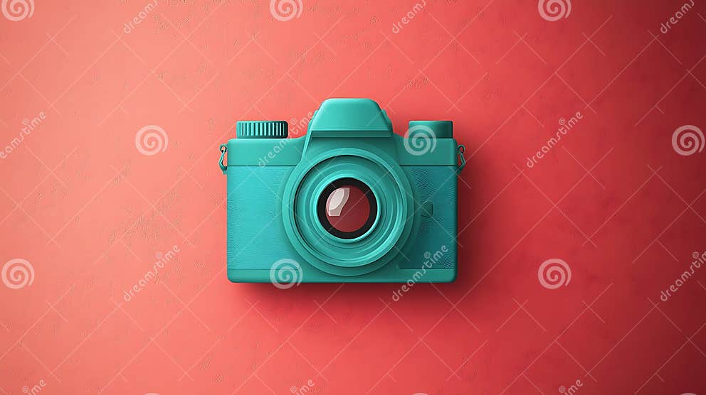 Realistic Vector of a Glossy Teal Camera Icon Placed on a Matte Stock ...