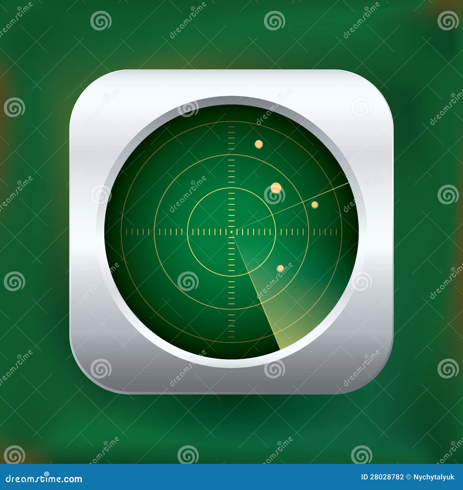 Realistic Vector Green Radar Icon Stock Vector - Illustration of ...