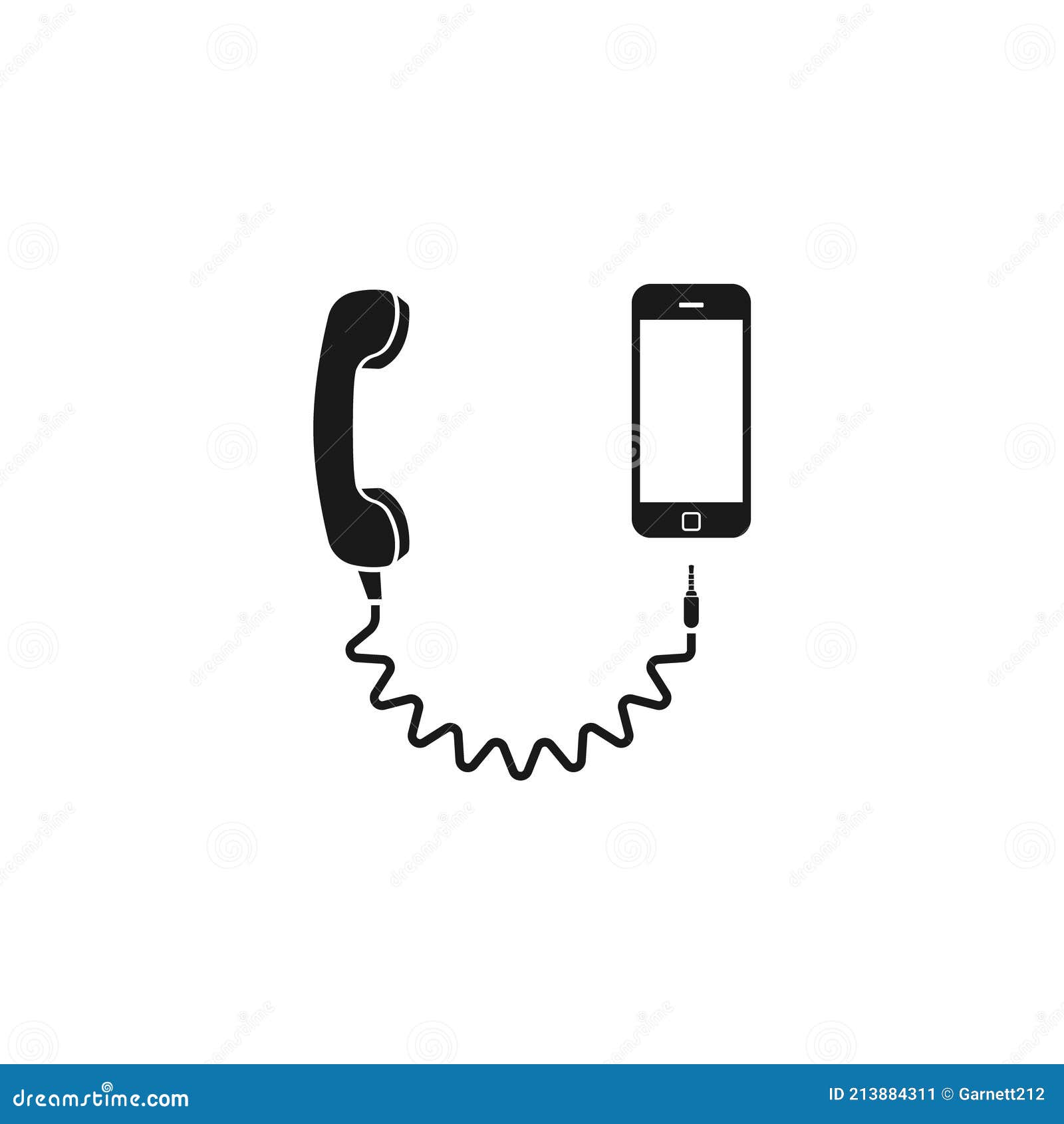 Realistic Vector Icon of a Handset that Connects To a Mobile Phone ...