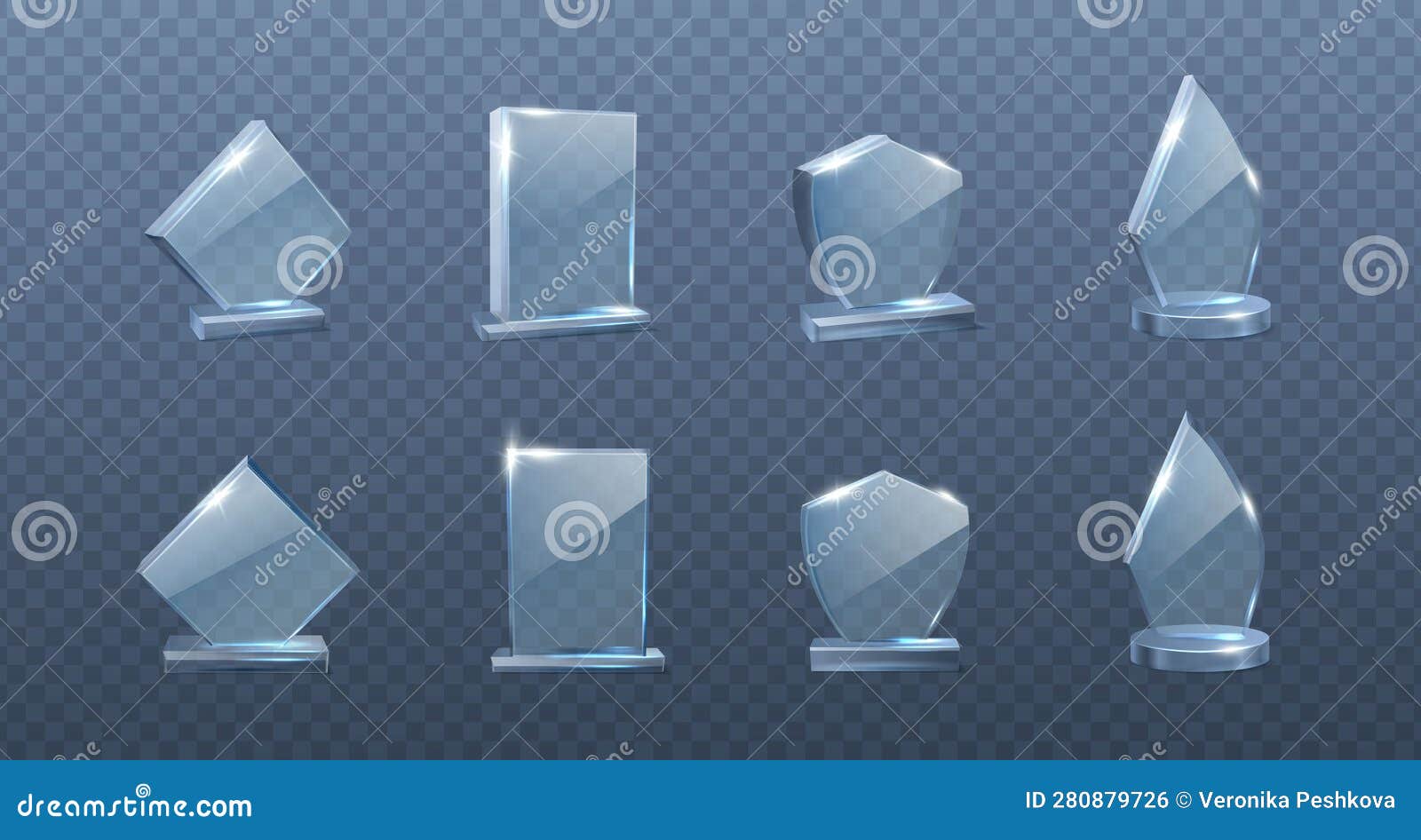 Realistic Vector Icon Set. Collection of Different Shapes Bases Glass ...