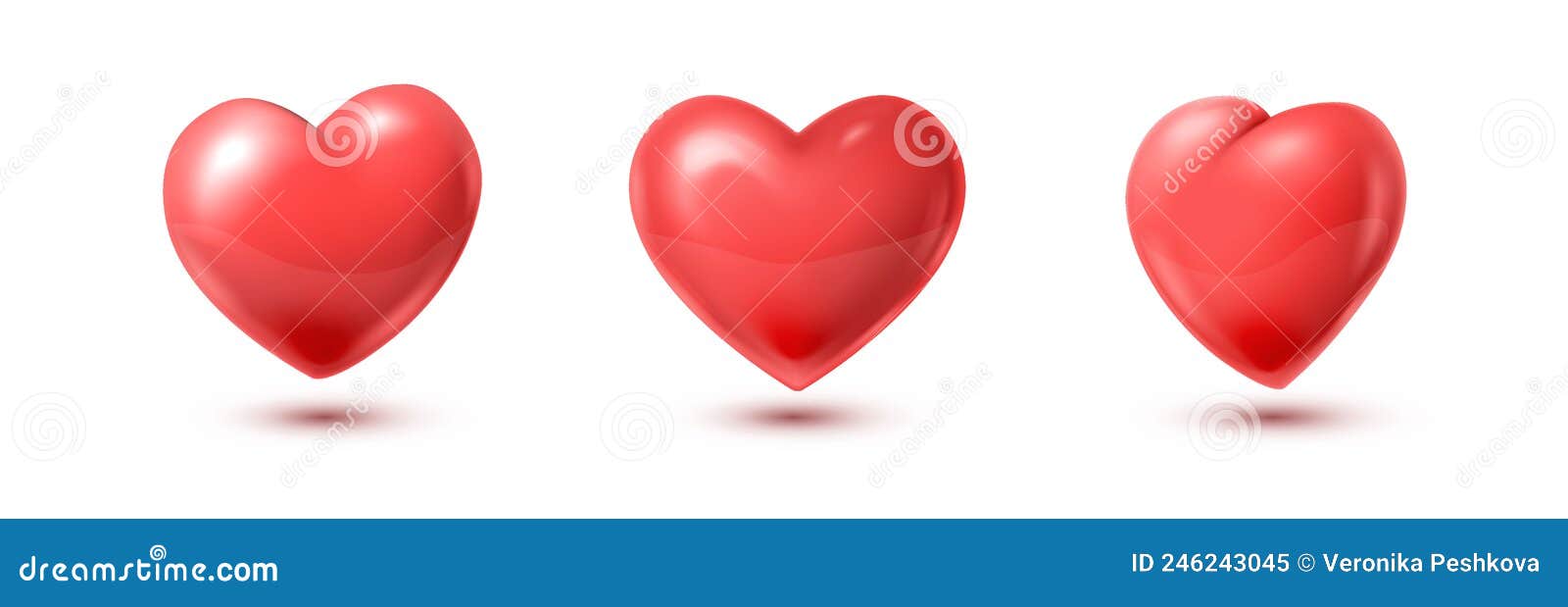 Realistic Vector Icon Set. Heart Shape in Different Side, Front and ...