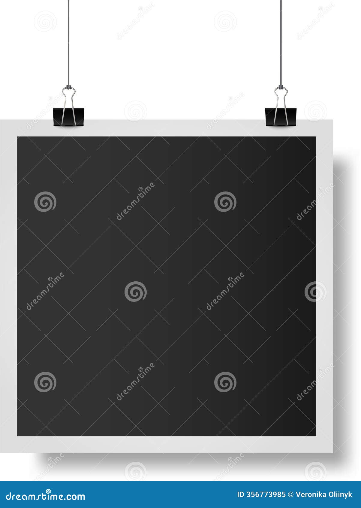 Realistic Vector Illustration of a Blank Photo Frame Hanging on Two ...