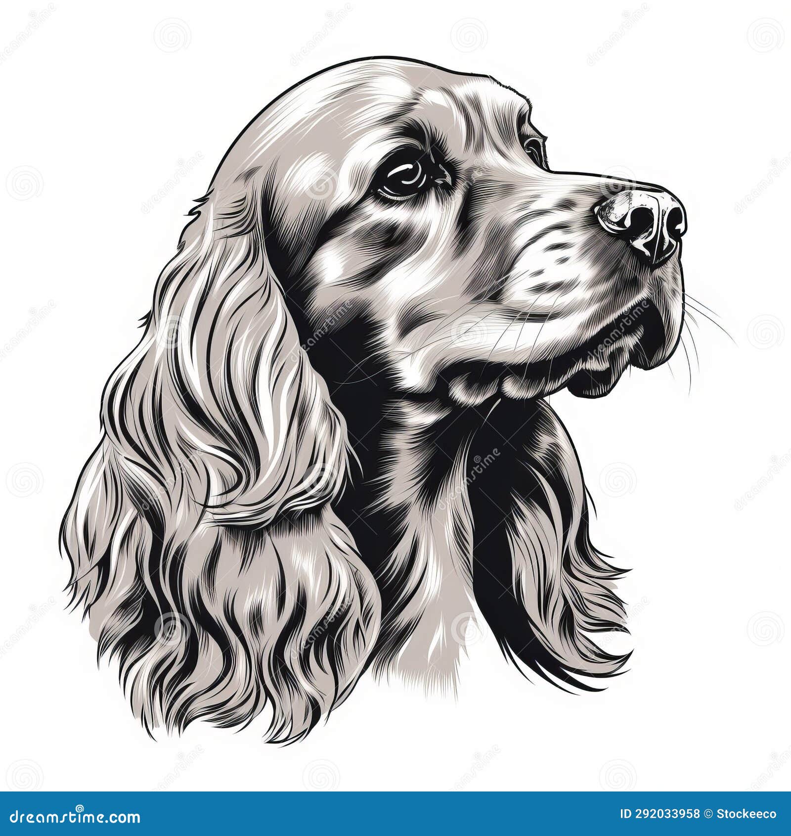 Realistic Vector Illustration of a Cocker Spaniel Dog Head Stock ...