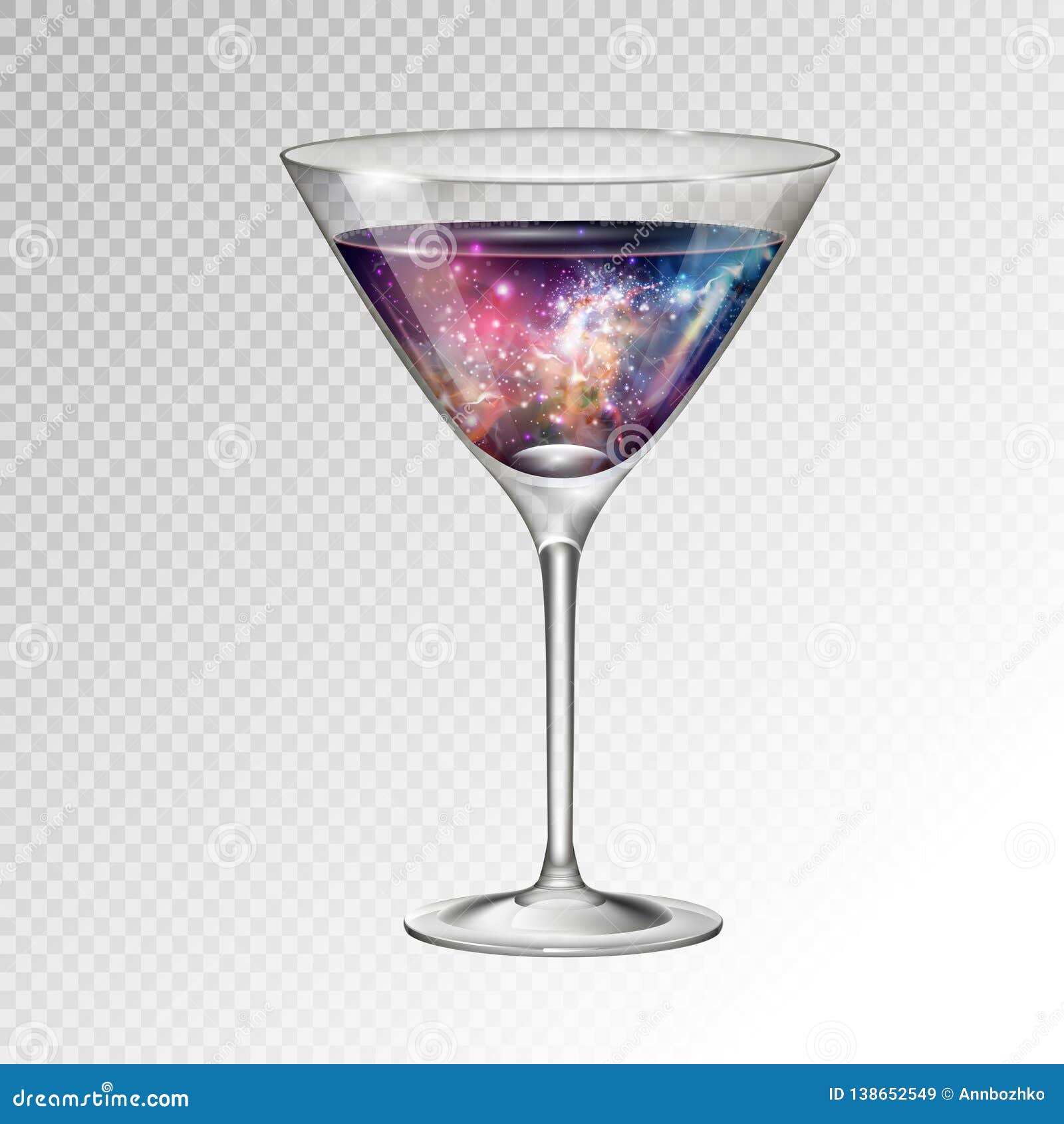 Realistic Vector Illustration of Cocktail Cosmopolitan Glass with Space ...