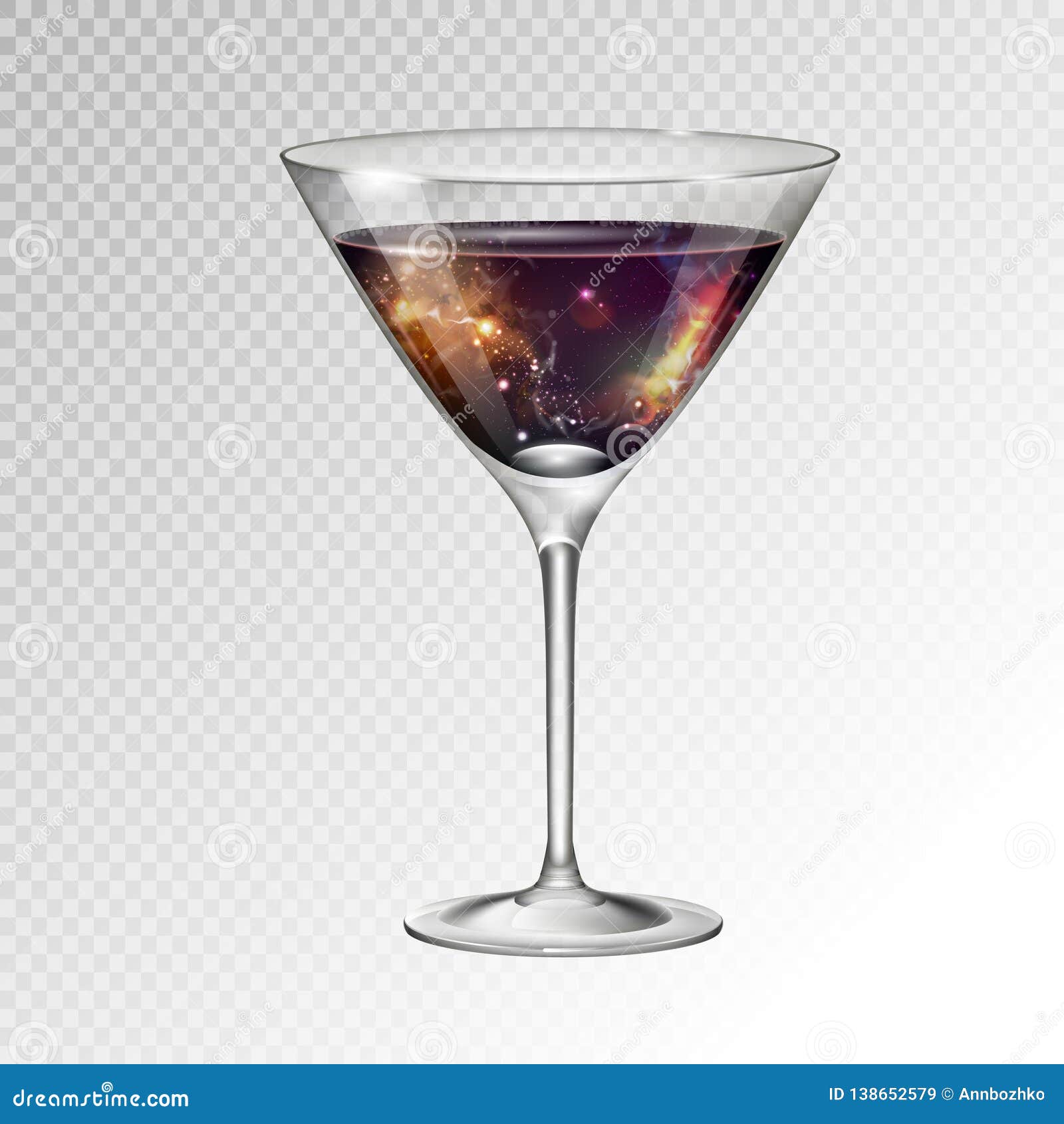 Realistic Vector Illustration of Cocktail Cosmopolitan Glass with Space ...