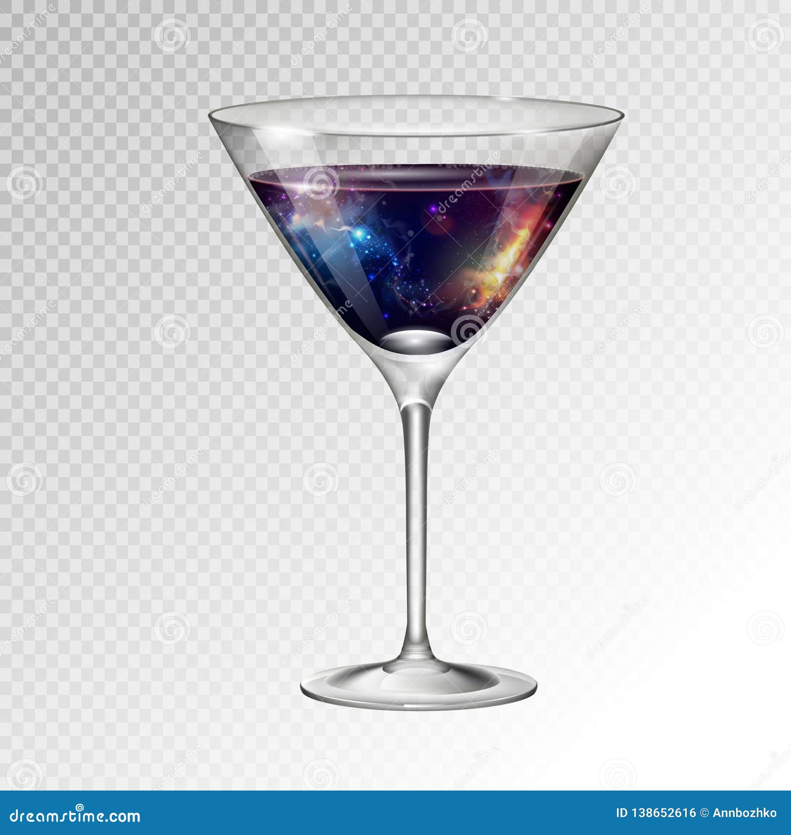 Realistic Vector Illustration of Cocktail Cosmopolitan Glass with Space ...