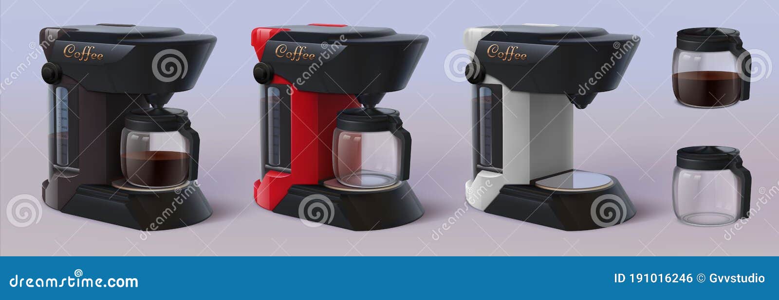 Realistic Vector Illustration Coffee Machine 3D Icon Coffee Maker ...