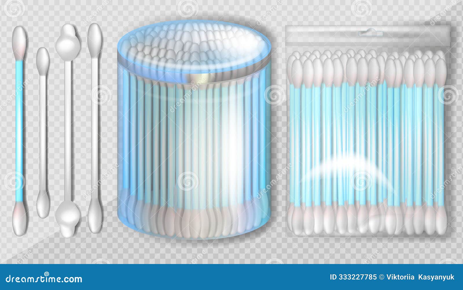 Realistic Vector Illustration of the Cotton Buds Plastic Container and ...