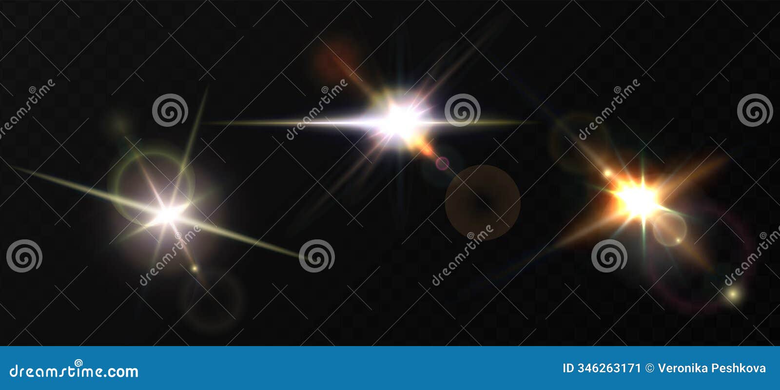 Realistic Vector Illustration Flares, Glowing Effects. Sunbeams ...