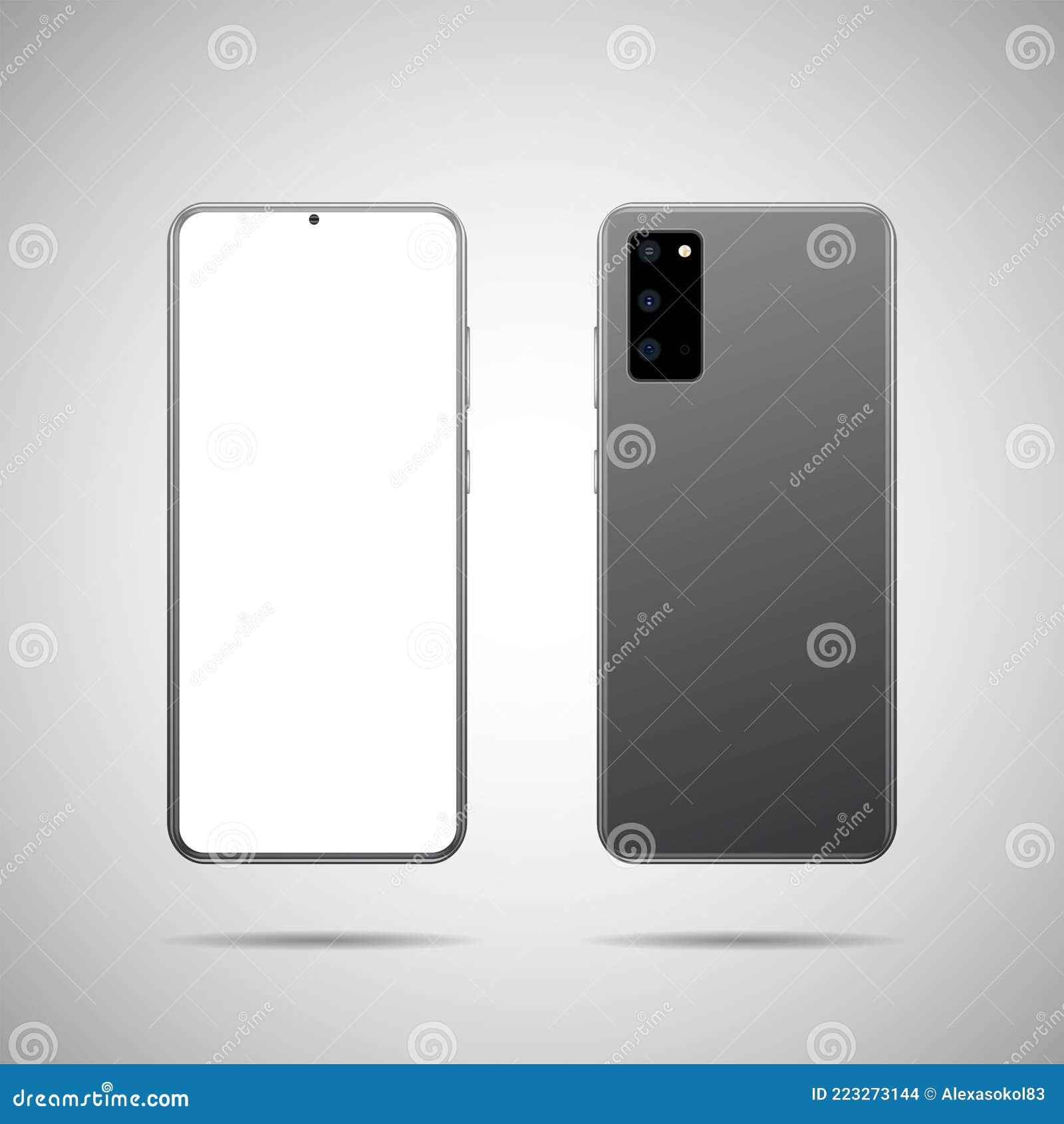 Realistic Vector Illustration. Front and Back Side Smartphone Stock ...