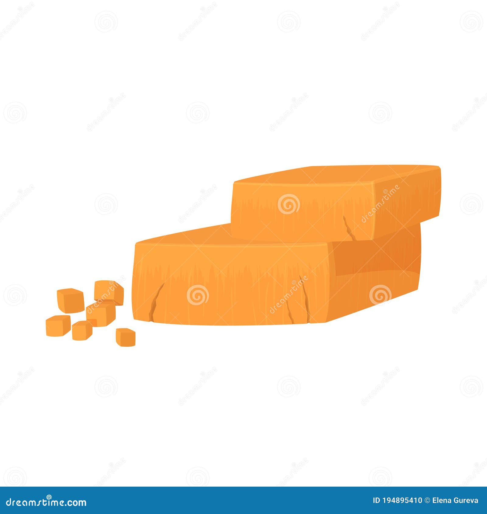 Pieces of Cheddar Cheese. Realistic Vector Illustration Isolated on ...