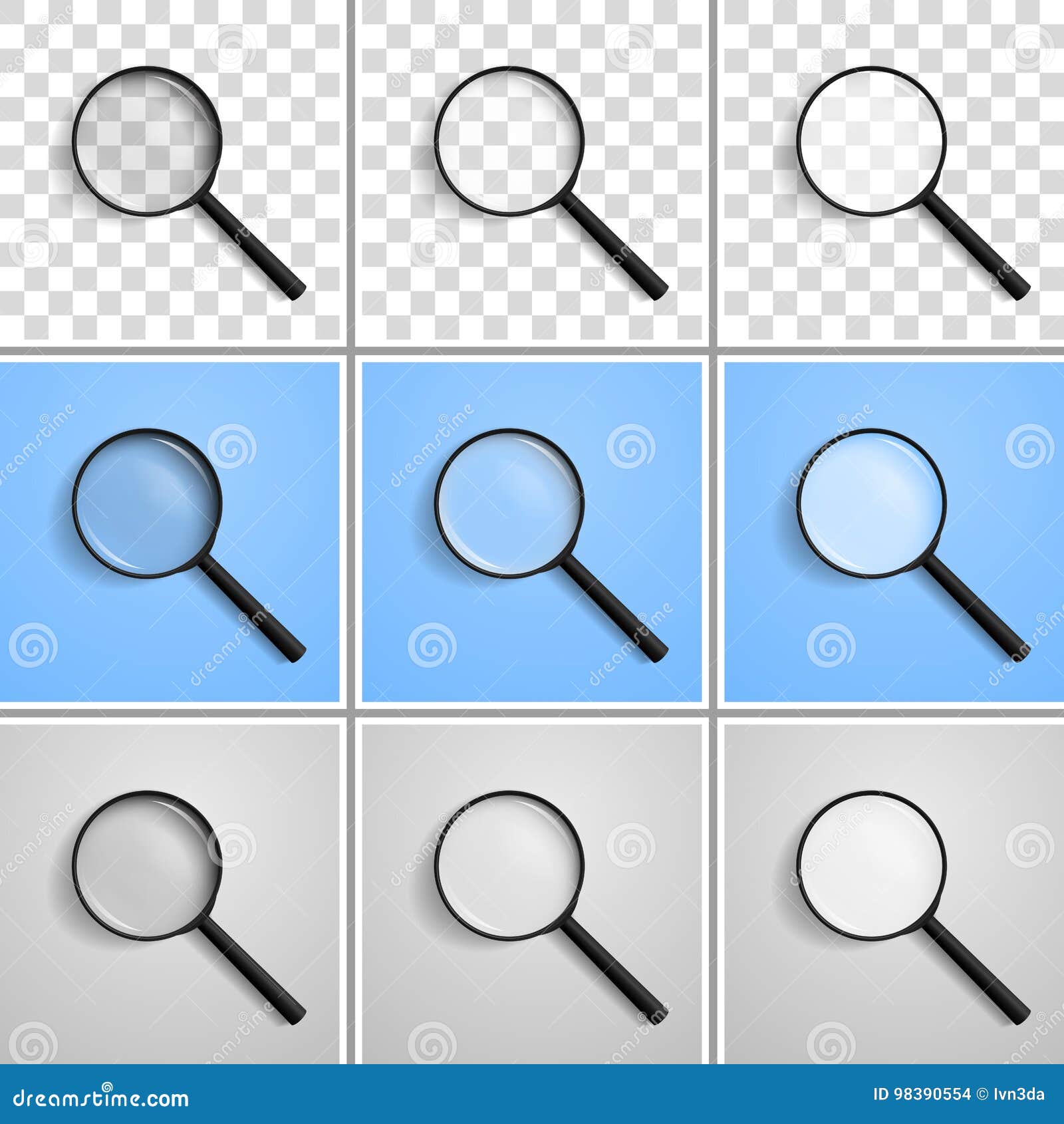 Realistic Vector Illustration of a Magnifying Glass at an Angle Stock ...