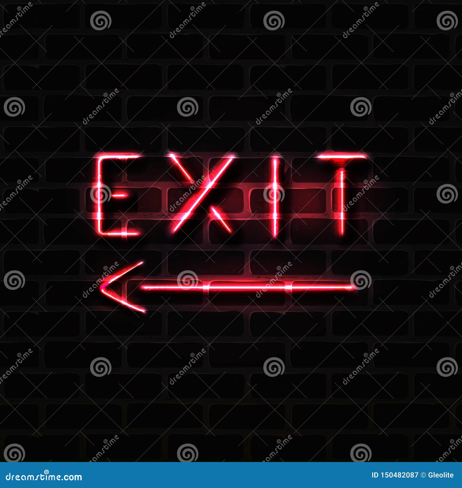 Realistic Illustration of Red Exit Neon Sign Stock Vector ...